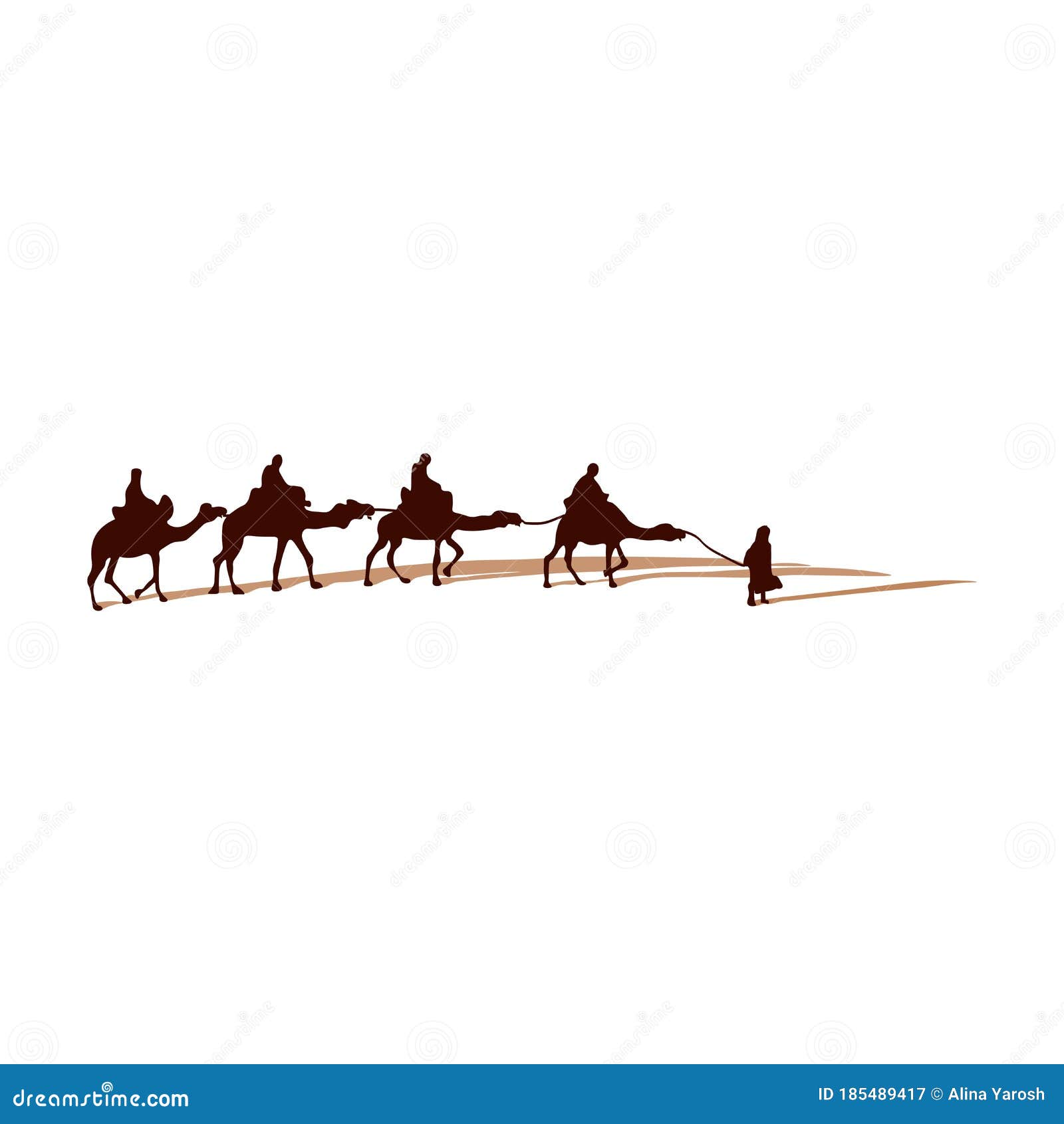 Caravan Camels Desert Vector Illustration Sketch | CartoonDealer.com ...
