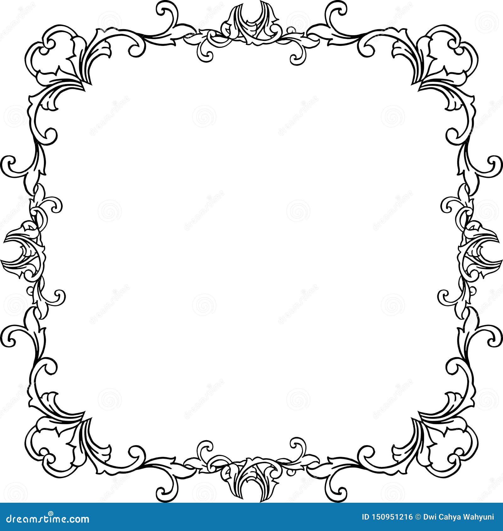Vector Illustration of Card with Drawing Flower Frame Stock Vector ...