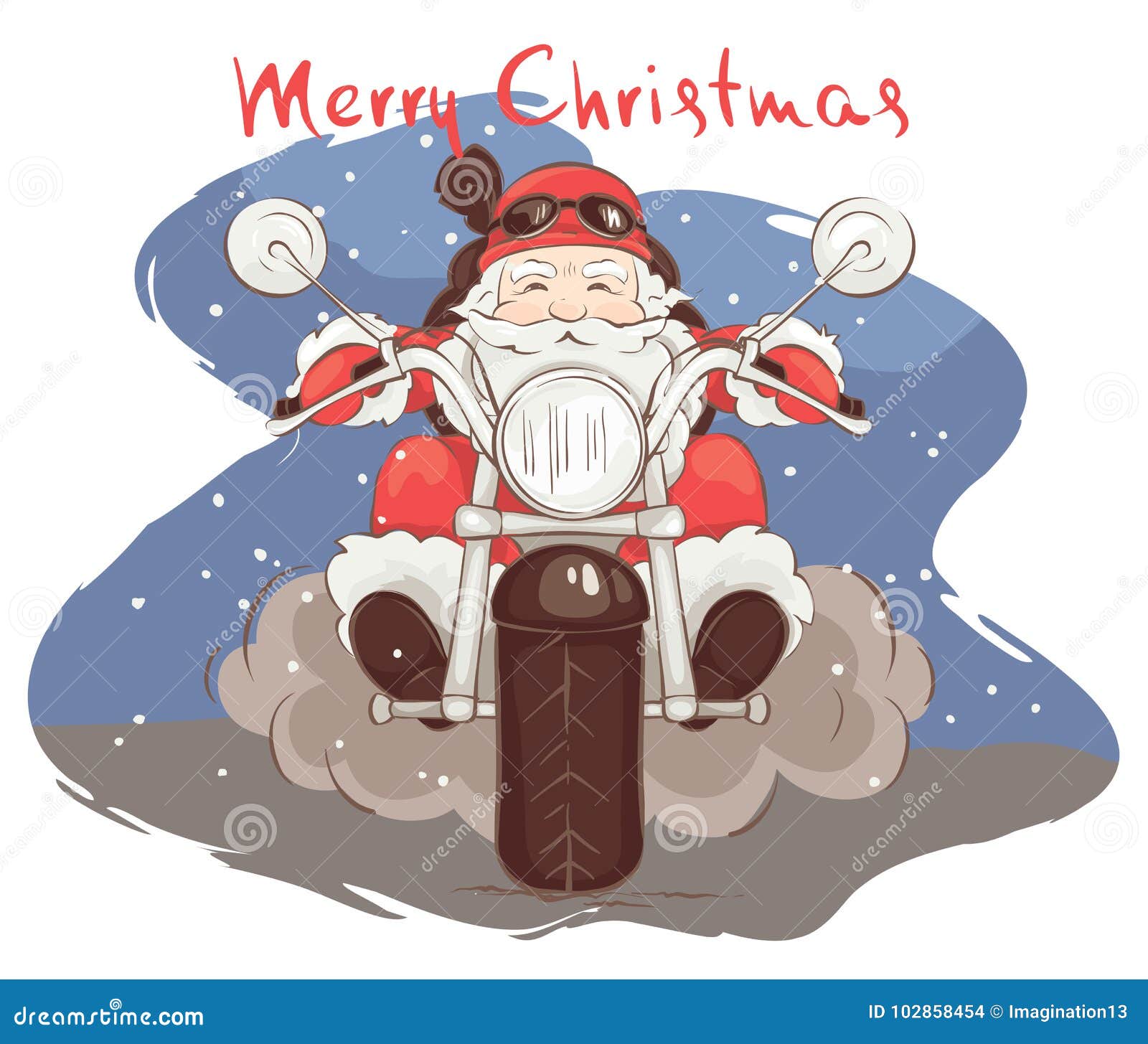Santa Biker On An American Style Chopper Motorcycle, Popping A Wheelie ...