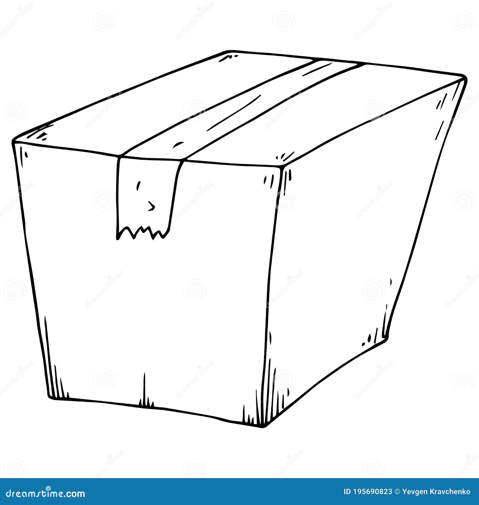 Vector Illustration of a Cardboard Box. Packing Box. Hand Drawn Box ...