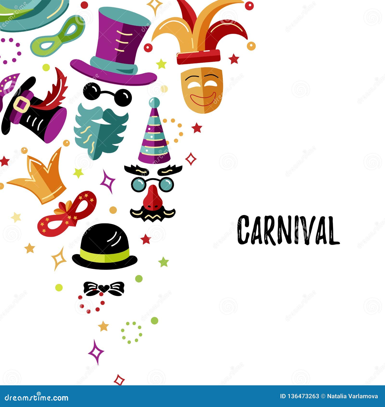 Vector Illustration with Carnival and Celebratory Objects Stock ...