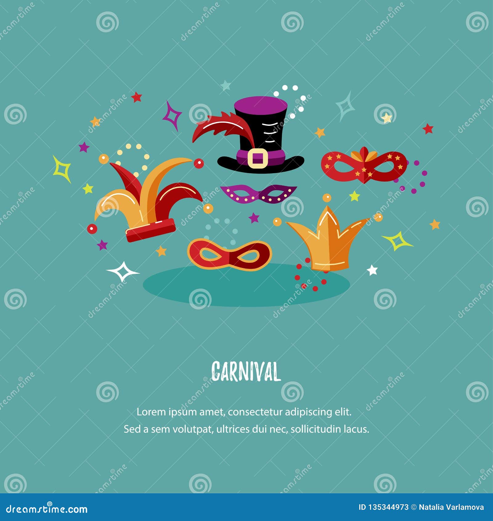 Vector Illustration with Carnival and Celebratory Objects Stock ...