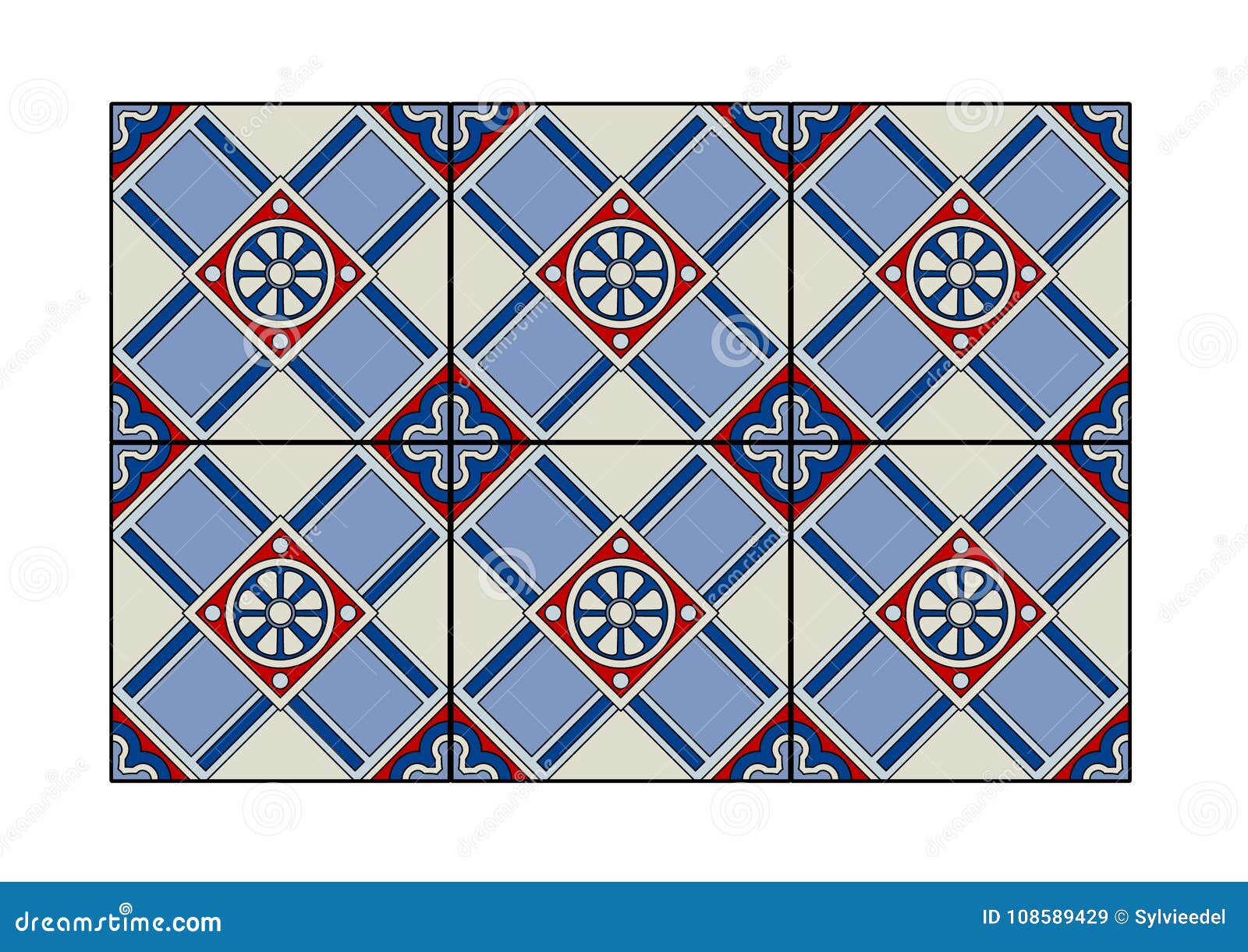 Red and Blue Patterned Tiles Stock Vector - Illustration of shade ...