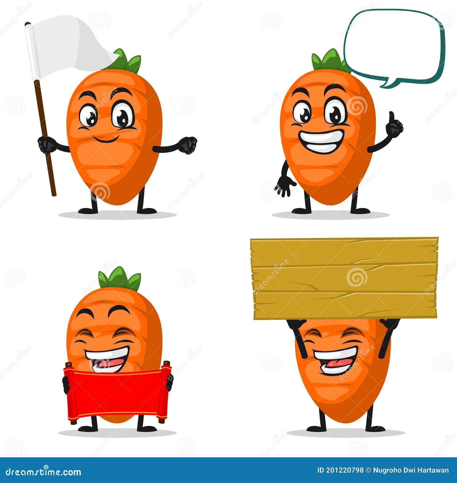 Vector Illustration of Carrot Character or Mascot Stock Vector ...