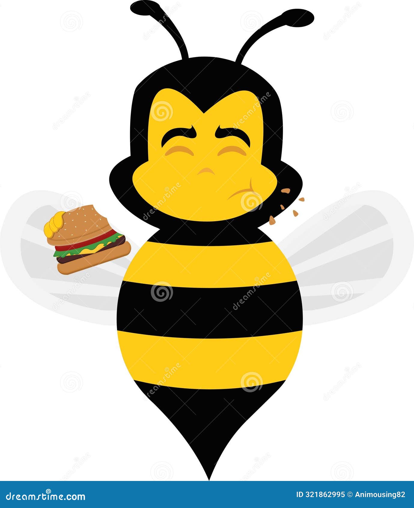 Bee eating burger stock vector. Illustration of unhealthy - 321862995