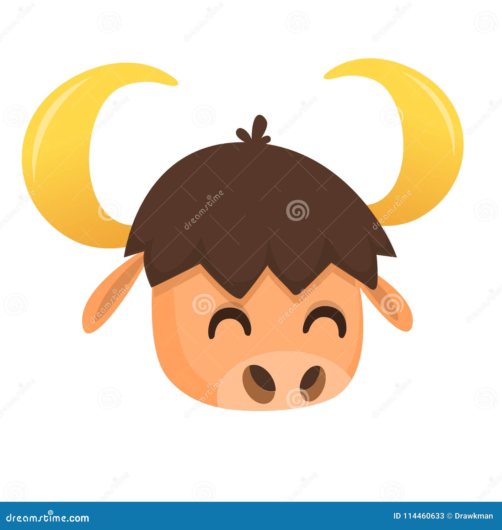 Vector Illustration of Cartoon Bison Head. Stock Vector - Illustration ...