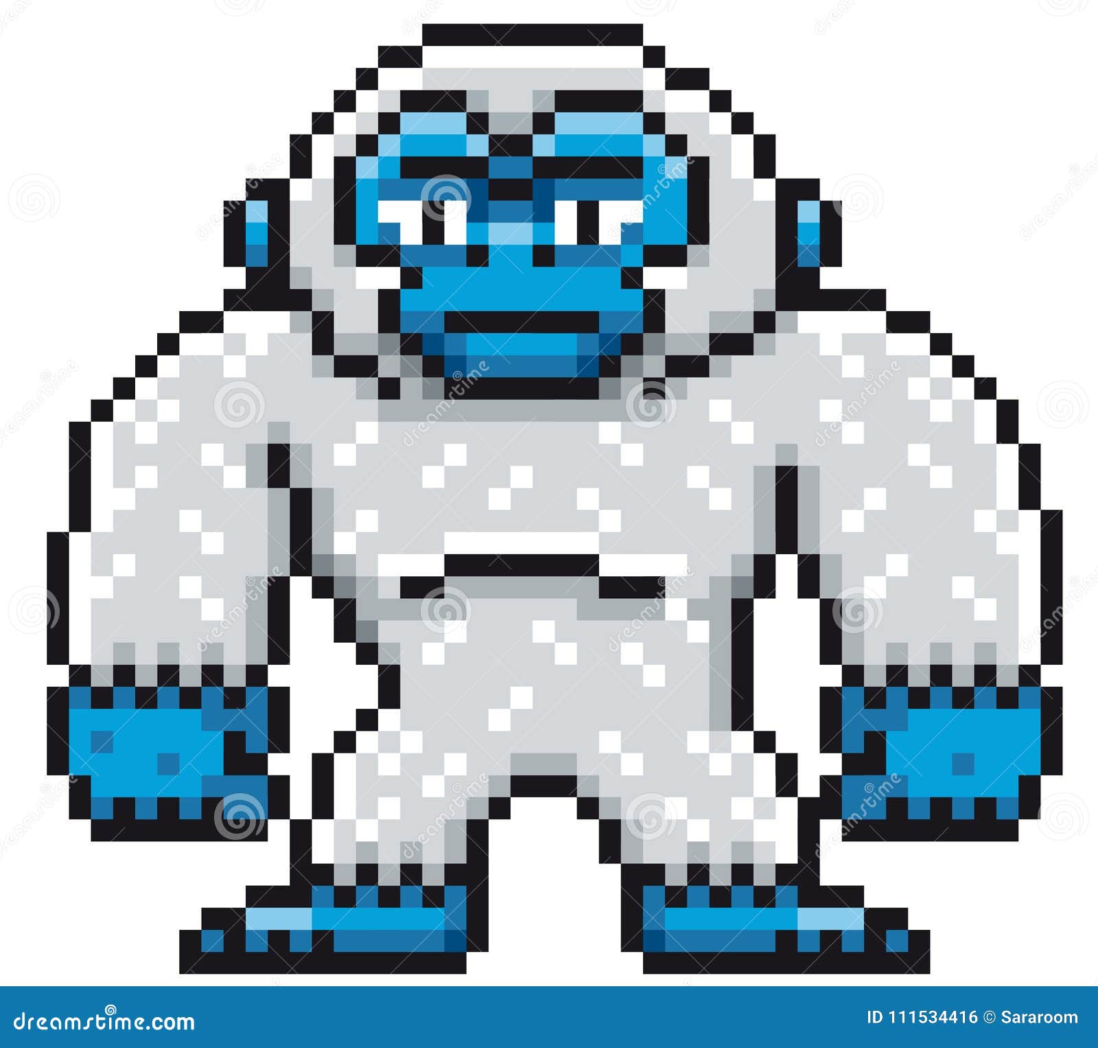 Yeti Pixel Art. Pixelated Bigfoot Isolated. 8 Bit Abominable Snowman ...