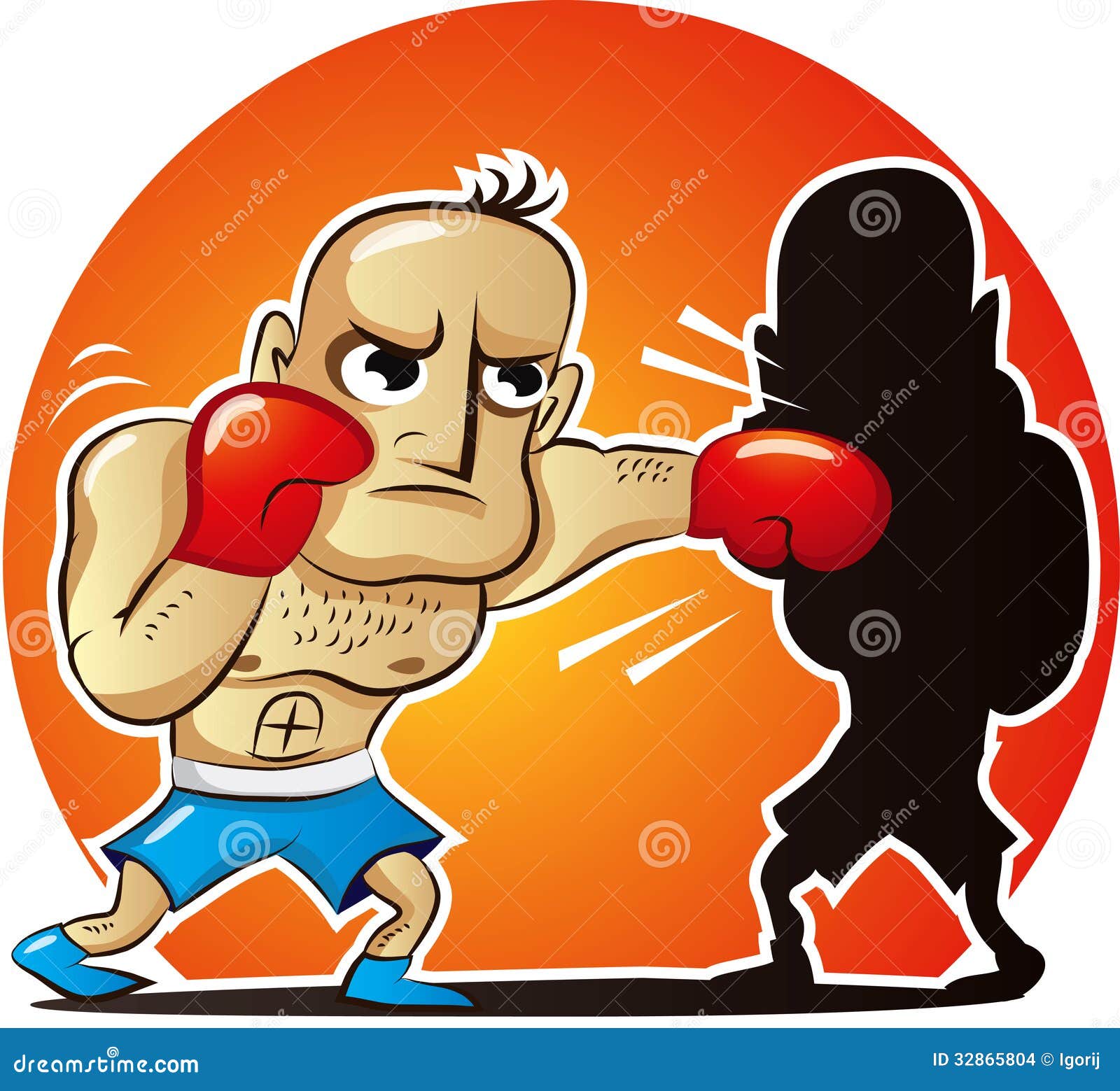 Cartoon Boxer Punching. Vector Illustration | CartoonDealer.com #87385220