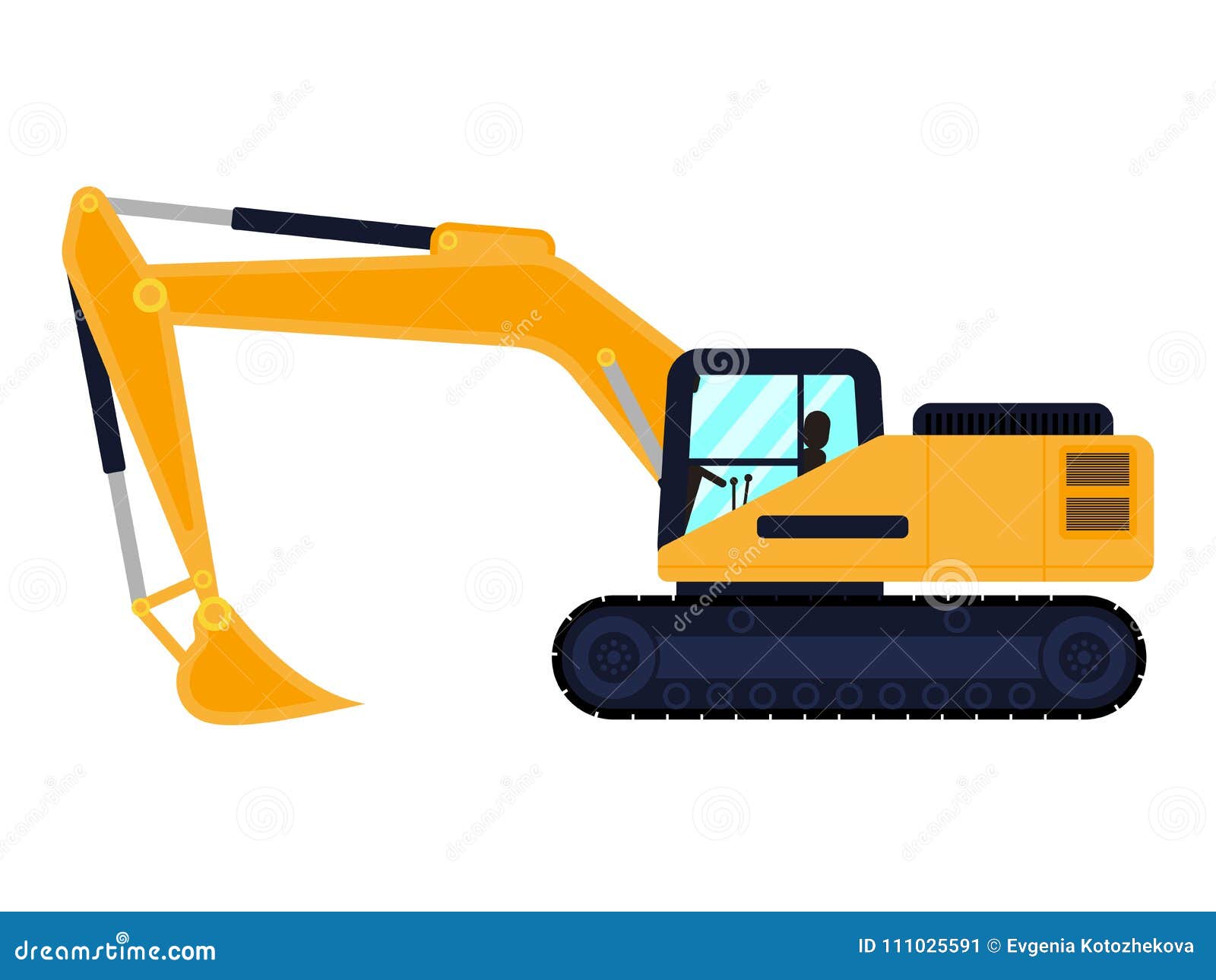 Vector Cartoon Building Machine Excavator Stock Vector - Illustration ...
