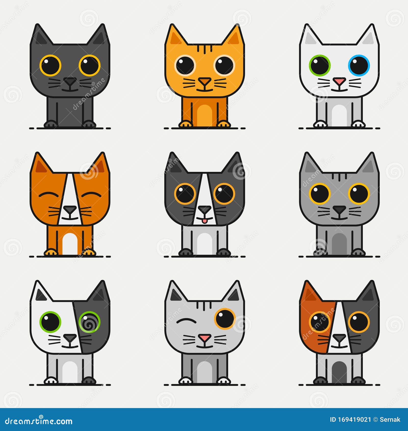 Vector Cartoon Cat Collection 1 Stock Vector - Illustration of mascot ...
