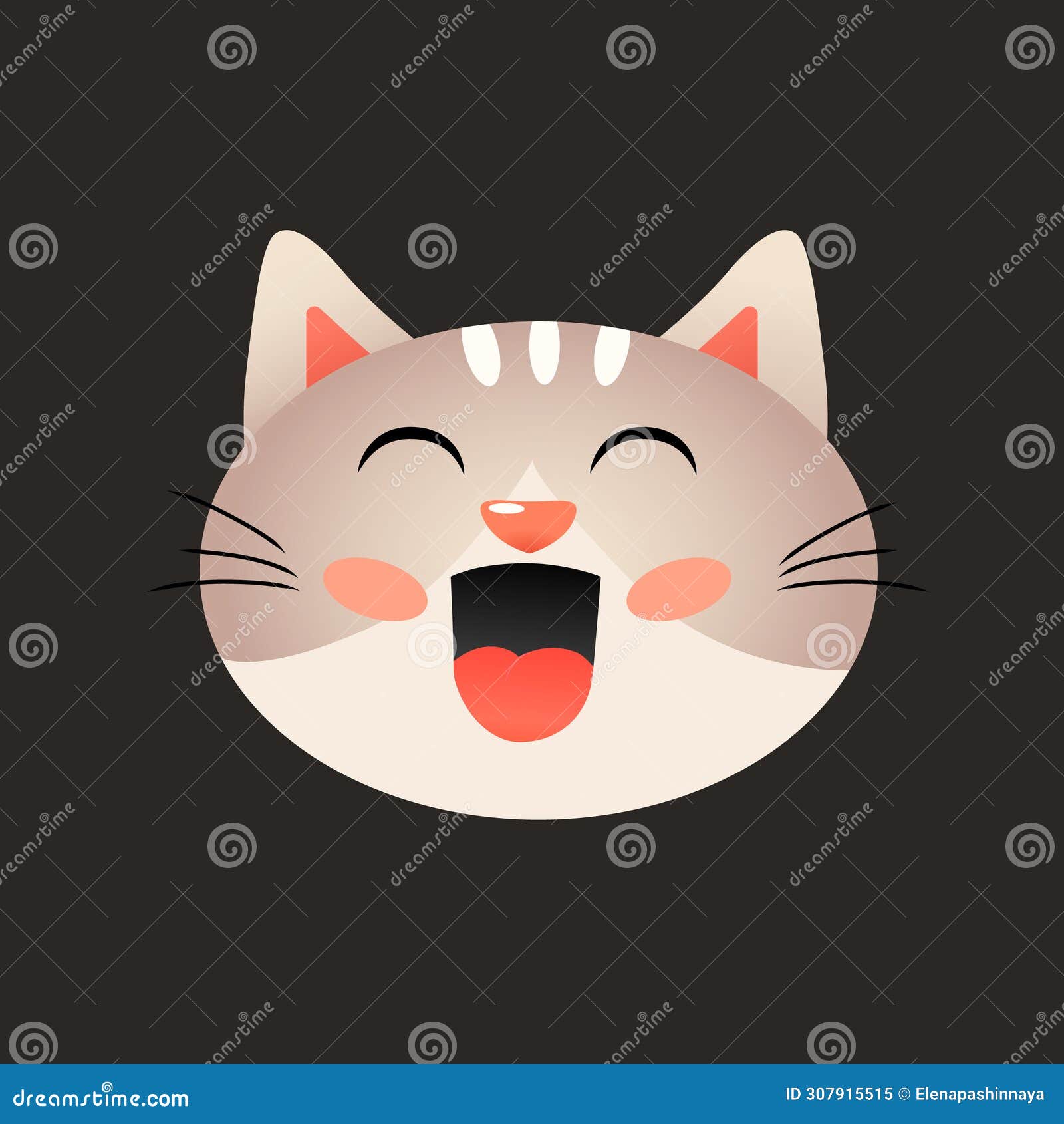Vector Illustration of Cartoon Cat Head Stock Vector - Illustration of ...