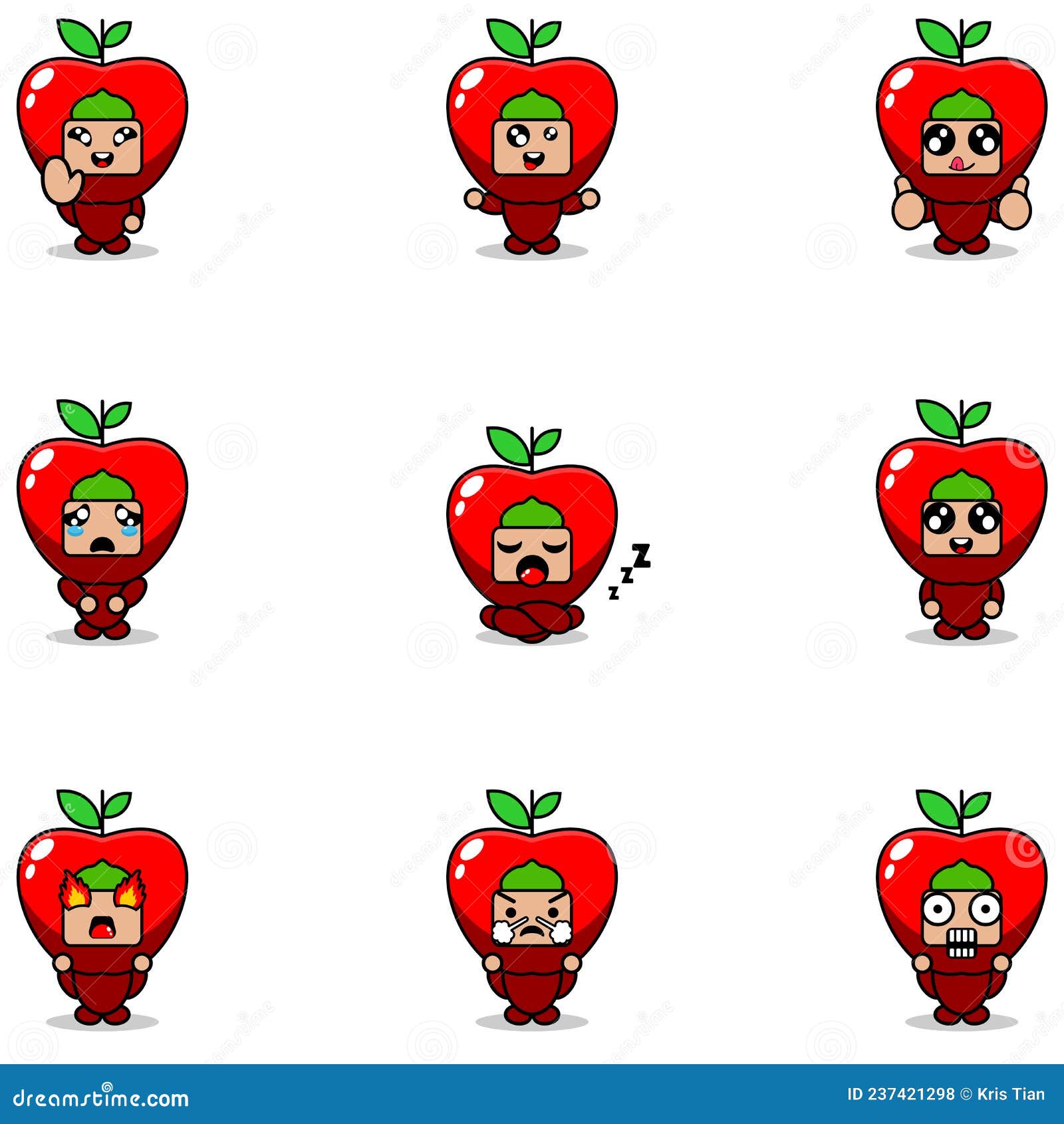 Apple Fruit Expression Bundle Set Stock Vector - Illustration of apple ...