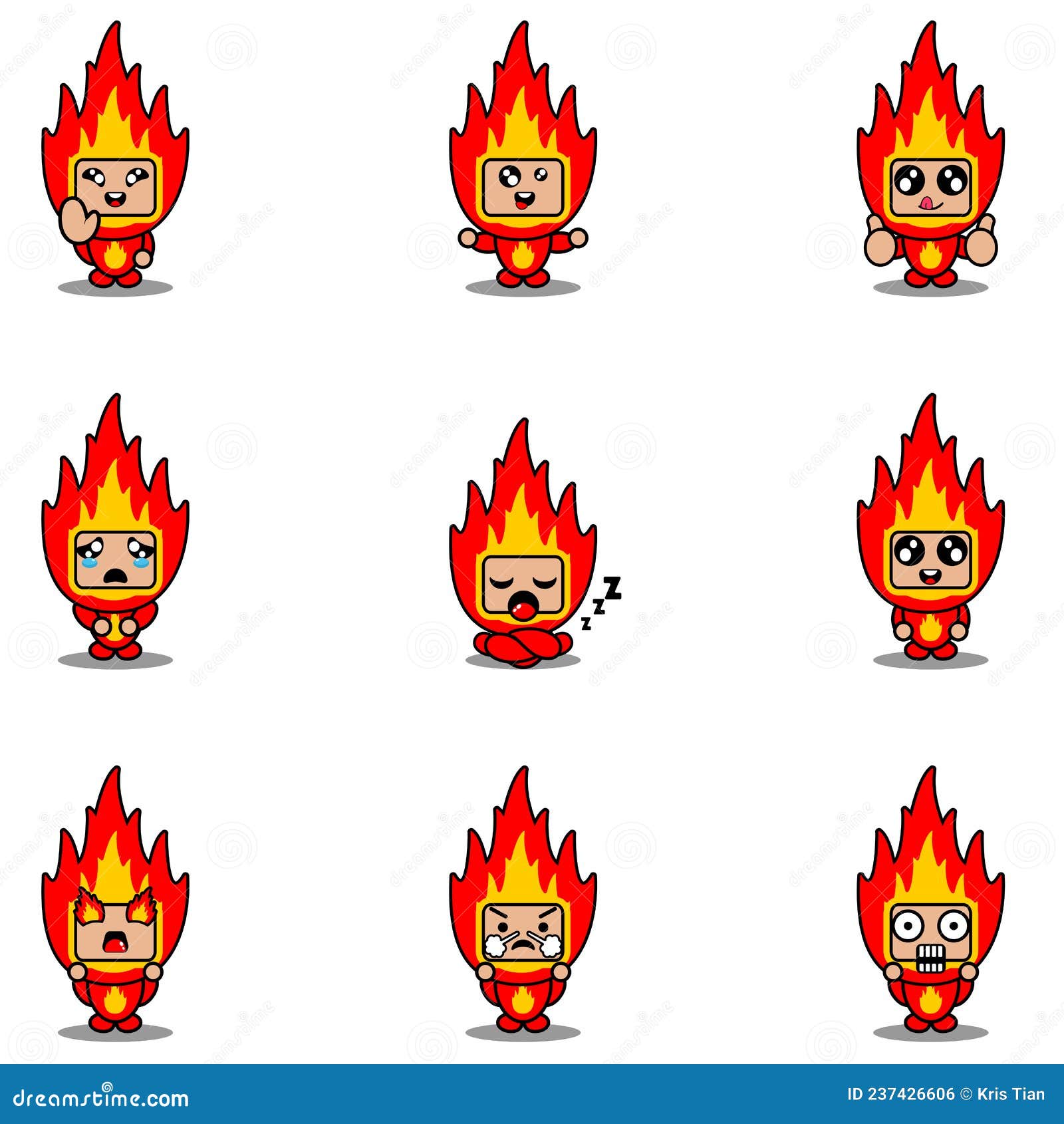 Fire Element Expression Bundle Set Stock Vector - Illustration of ...