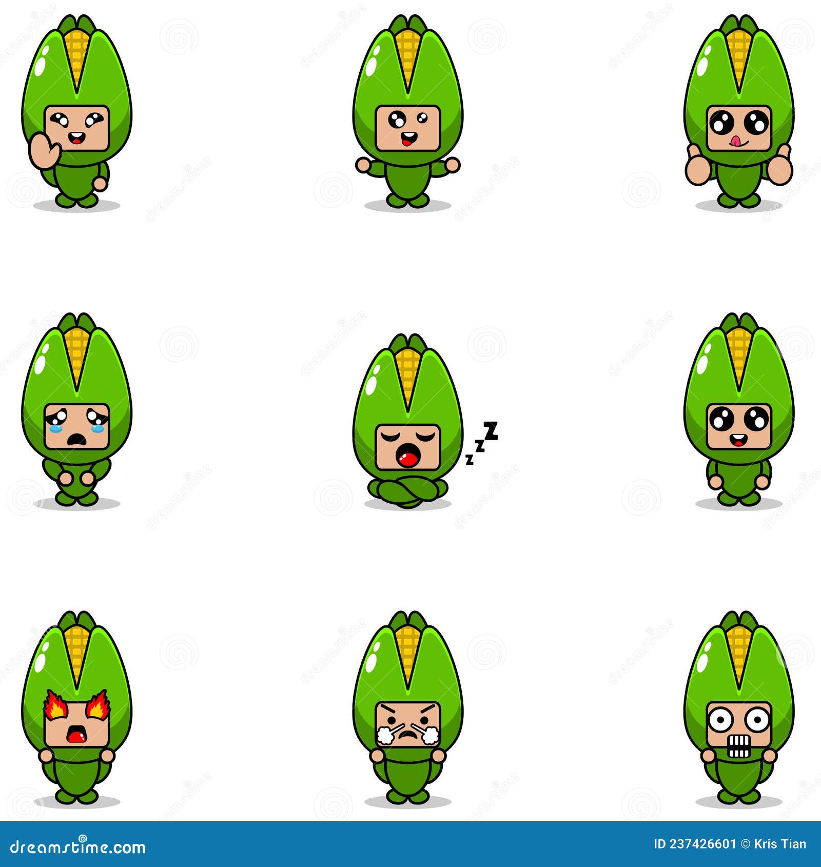 Corn Vegetable Expression Bundle Set Stock Vector - Illustration of ...