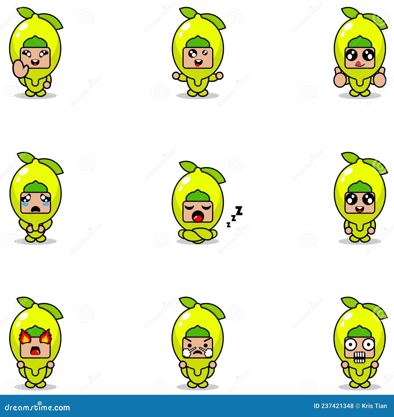 Lemon Fruit Expression Bundle Set Stock Vector - Illustration of ...