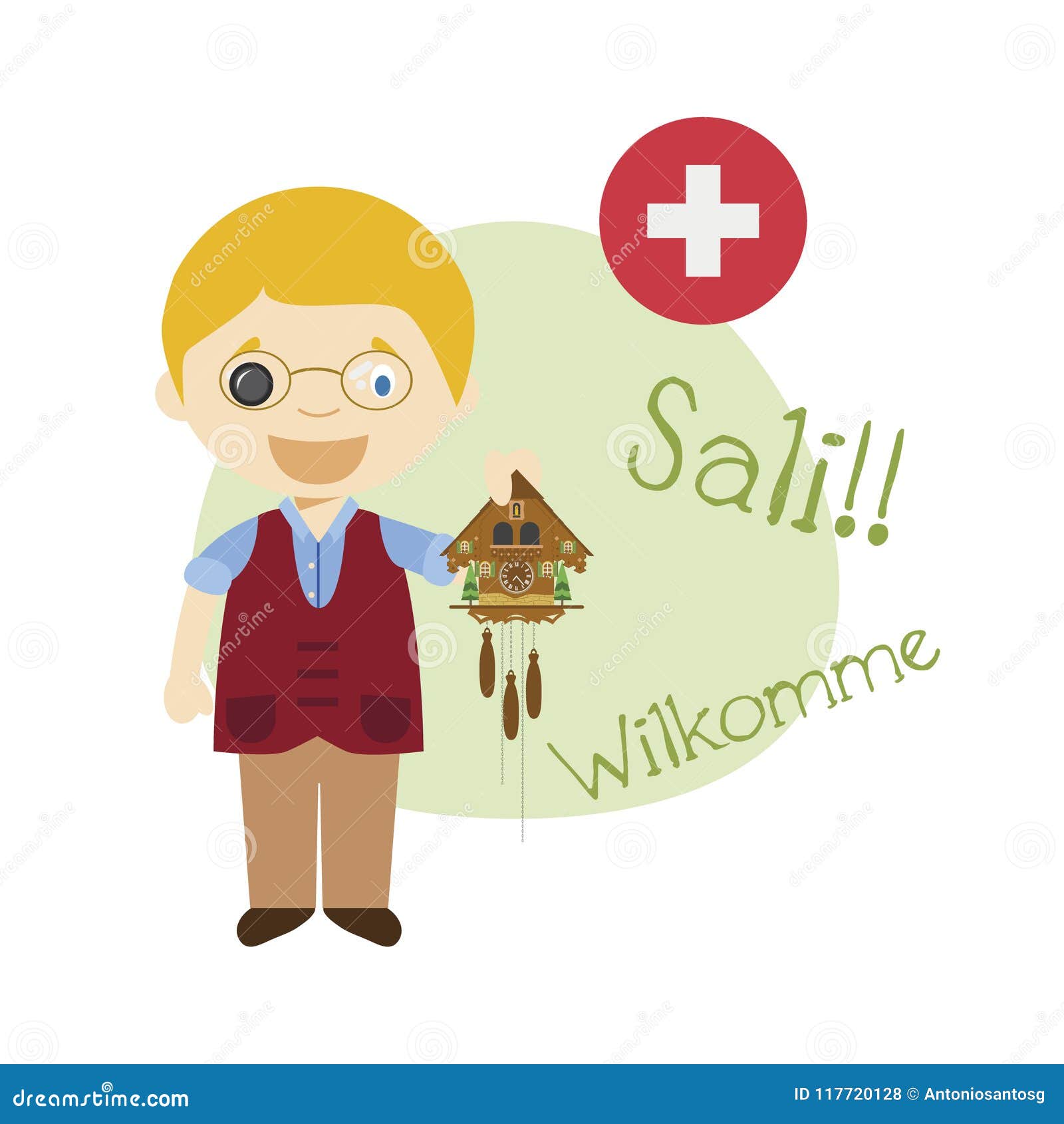 Vector Illustration of Cartoon Character Saying Hello and Welcome in ...