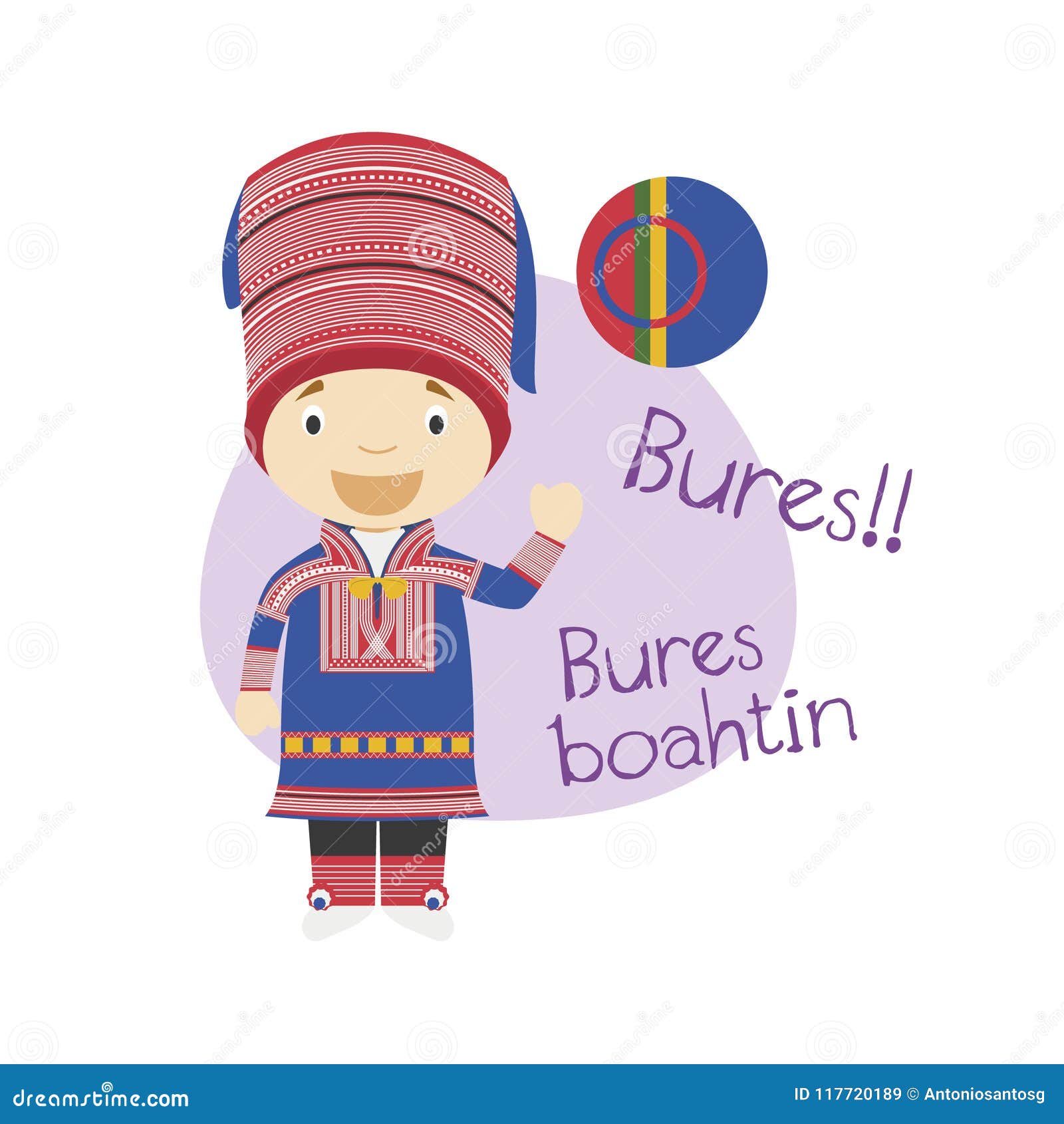 Vector Illustration Of Cartoon Character Saying Hello And Welcome In ...