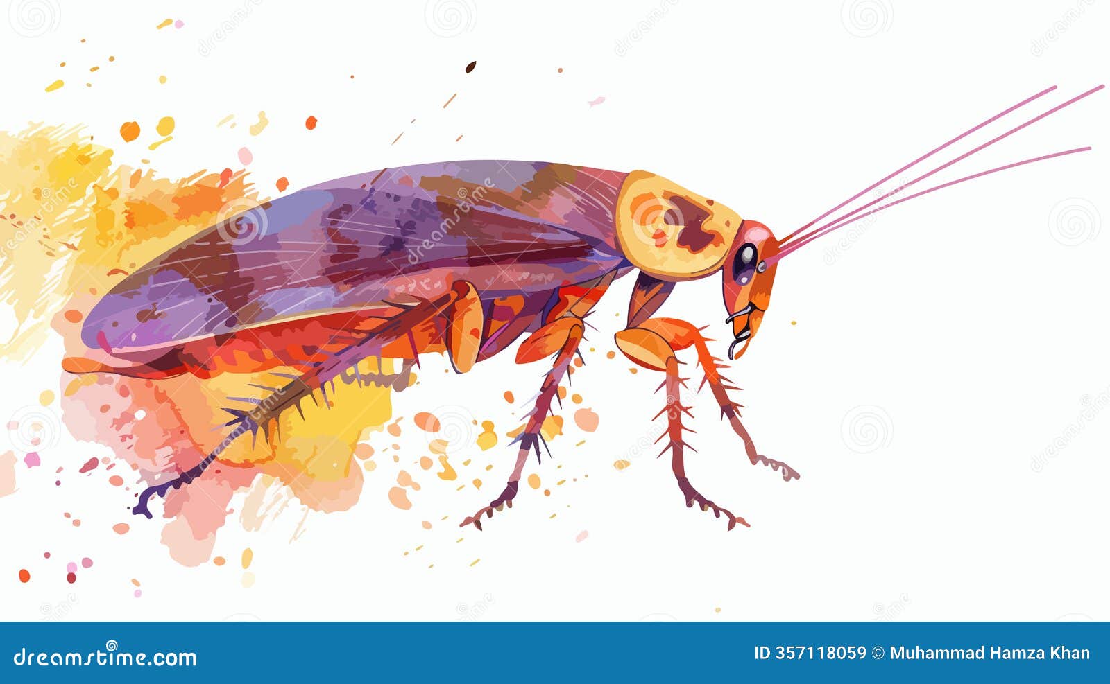 Detailed Cartoon Cockroach Character Vector Illustration for Animation ...