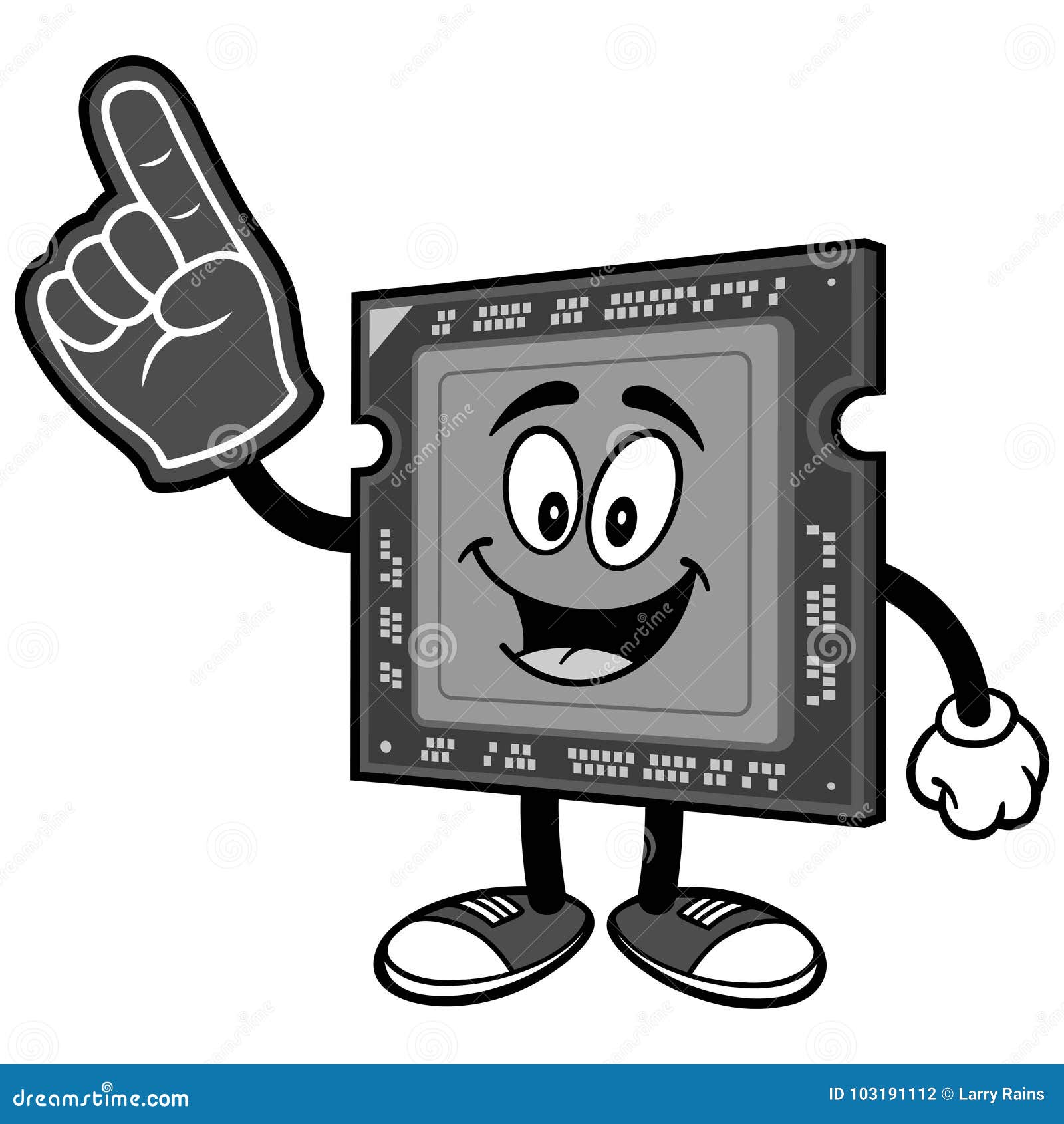Computer Processor with Foam Finger Illustration Stock Vector ...