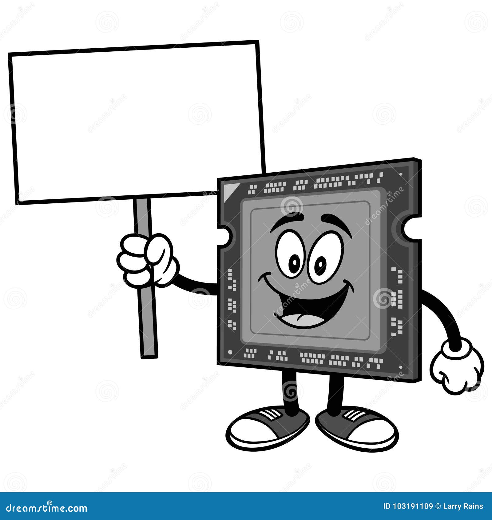Computer Processor with Sign Illustration Stock Vector - Illustration ...