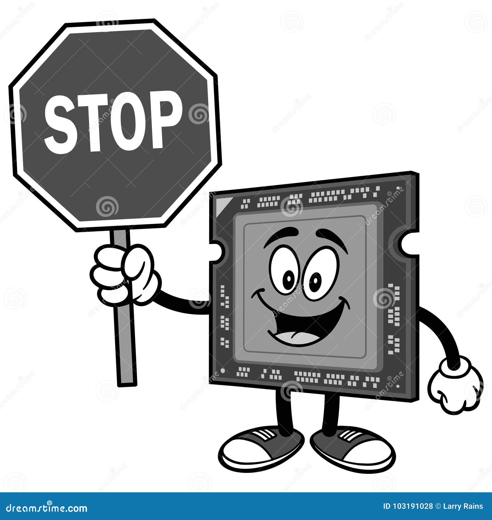 Computer Processor with Stop Sign Illustration Stock Vector ...