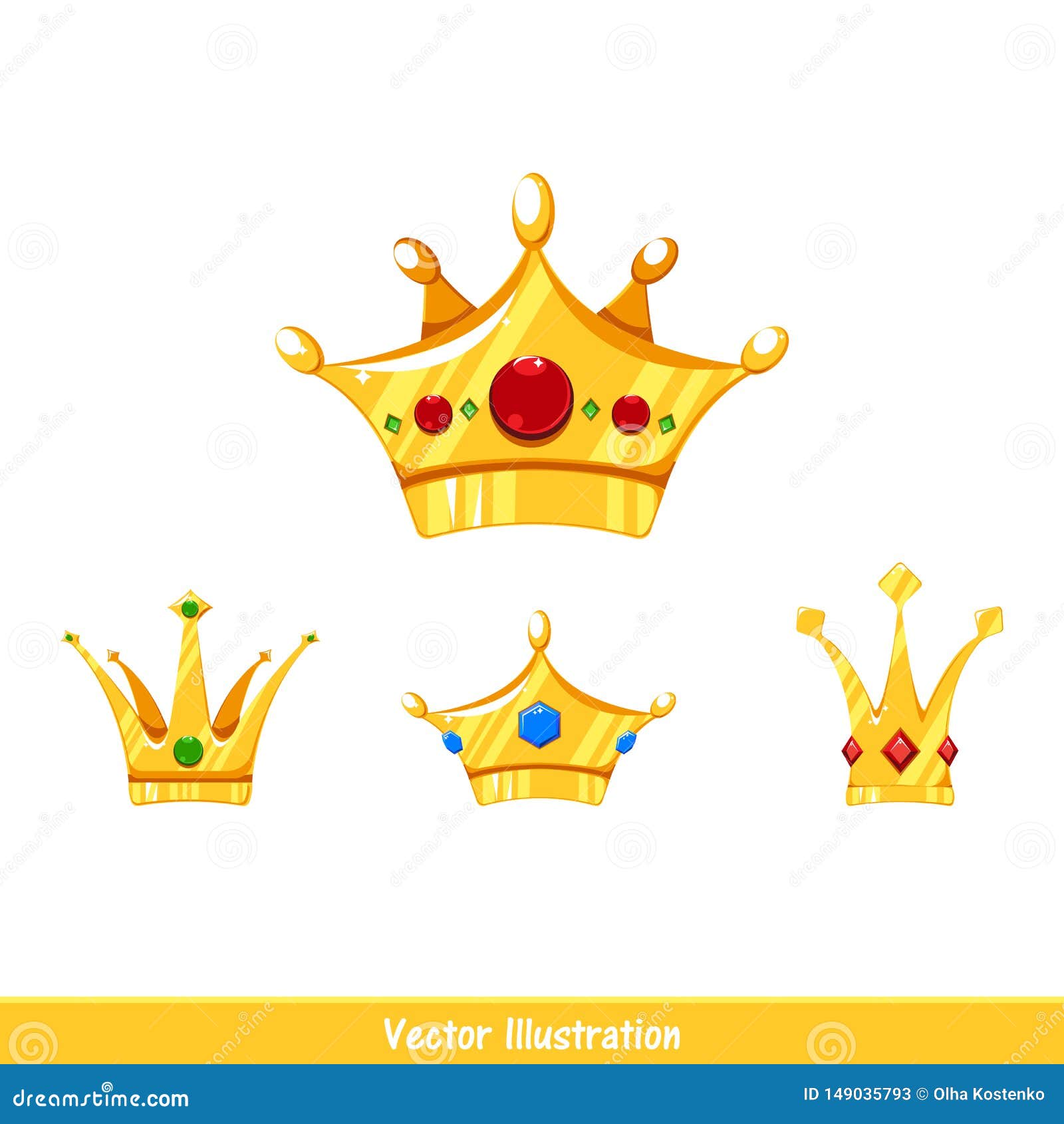 Cartoon Crowns Set. Template Stock Vector - Illustration of emperor ...