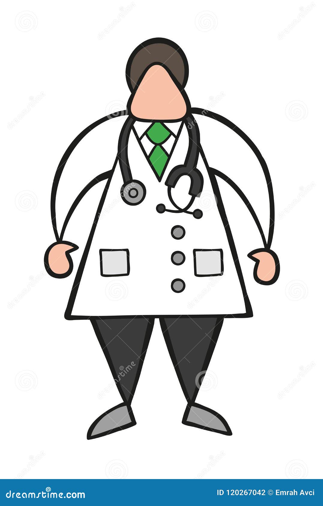 Vector Cartoon Doctor Man Standing with Stethoscope Stock Vector ...