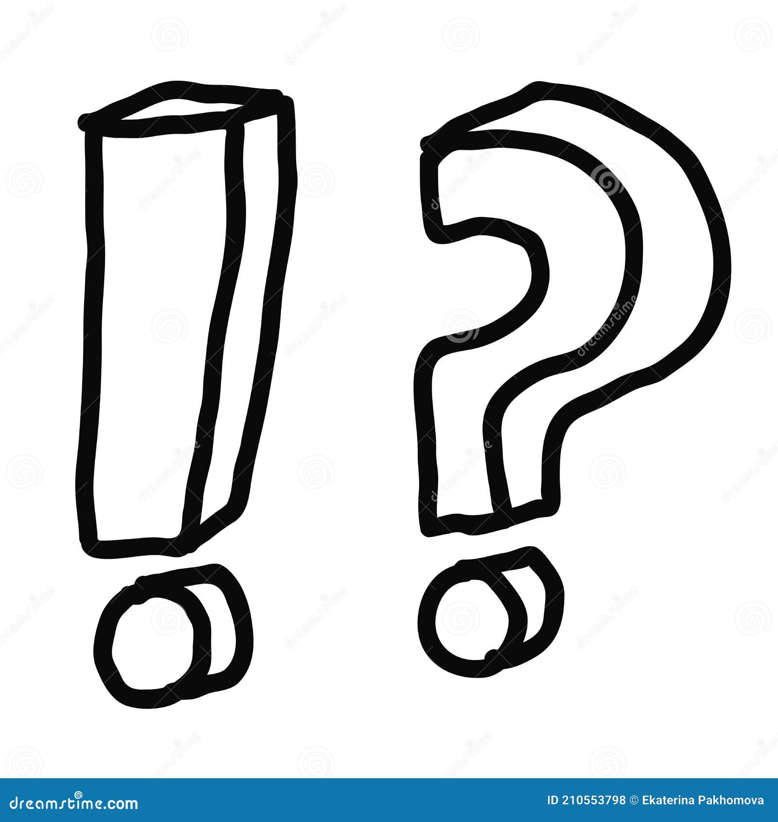 Cartoon Doodle Linear Exclamation and Question Marks Isolated Stock ...