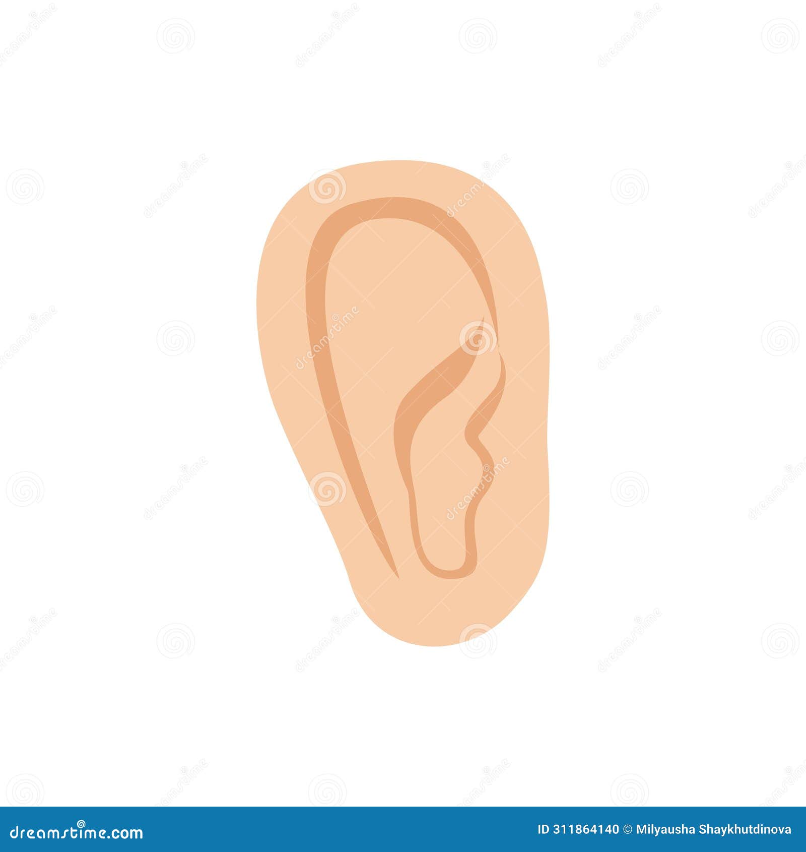 Vector Illustration of Cartoon Ear Isolated on White Background. Stock ...