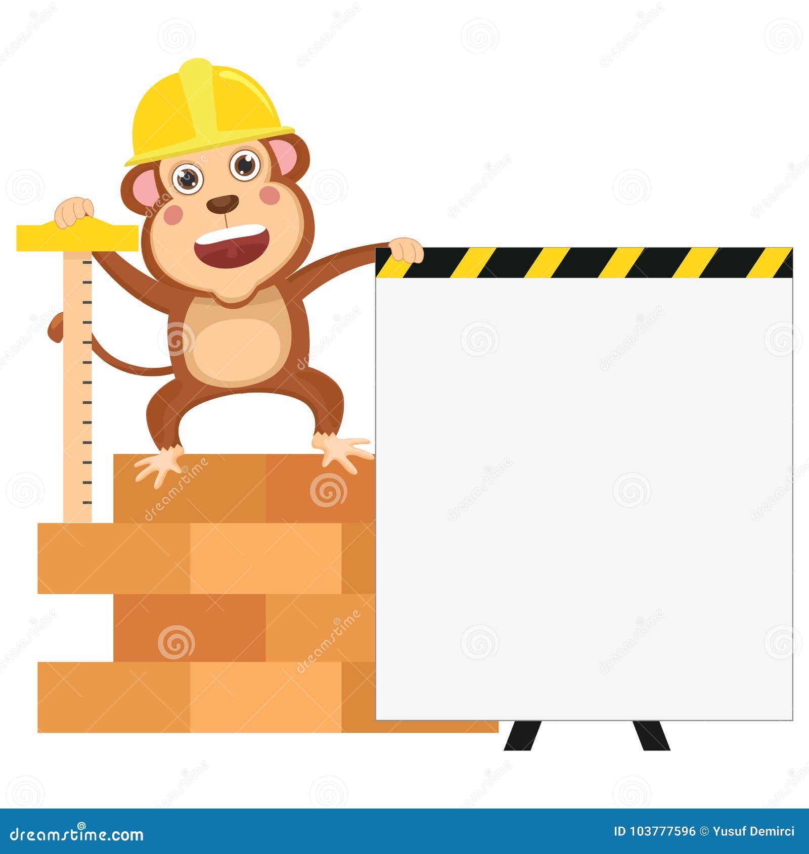 Vector Illustration of Cartoon Engineer Monkey Stock Vector ...