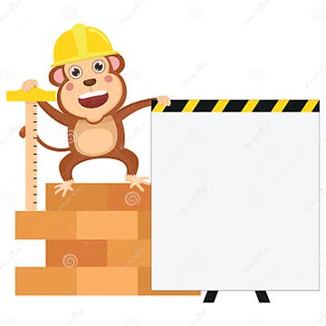 Vector Illustration of Cartoon Engineer Monkey Stock Vector ...