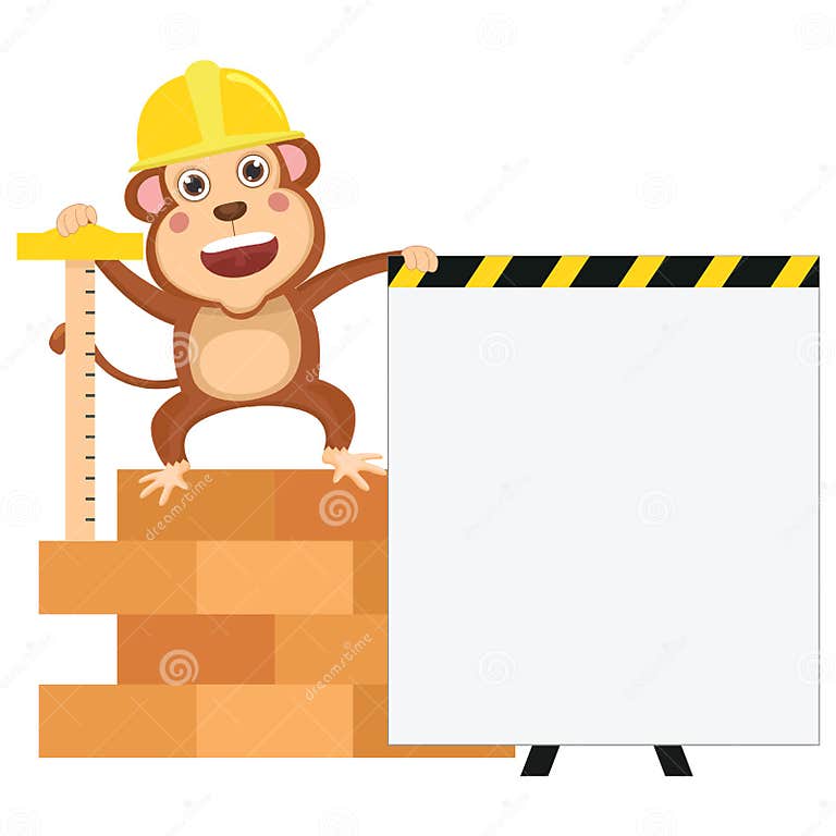 Vector Illustration of Cartoon Engineer Monkey Stock Vector ...