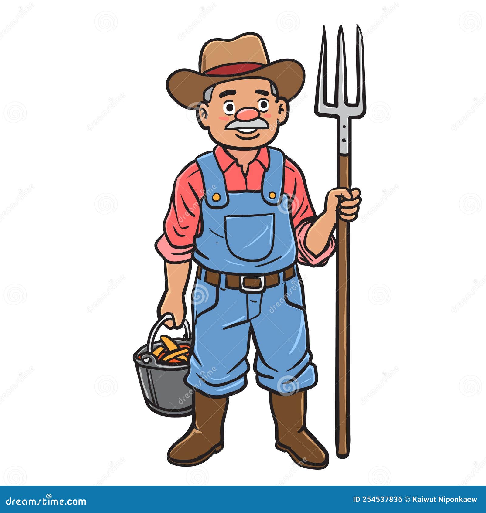 Vector Illustration of Cartoon Farmer Stock Vector - Illustration of ...