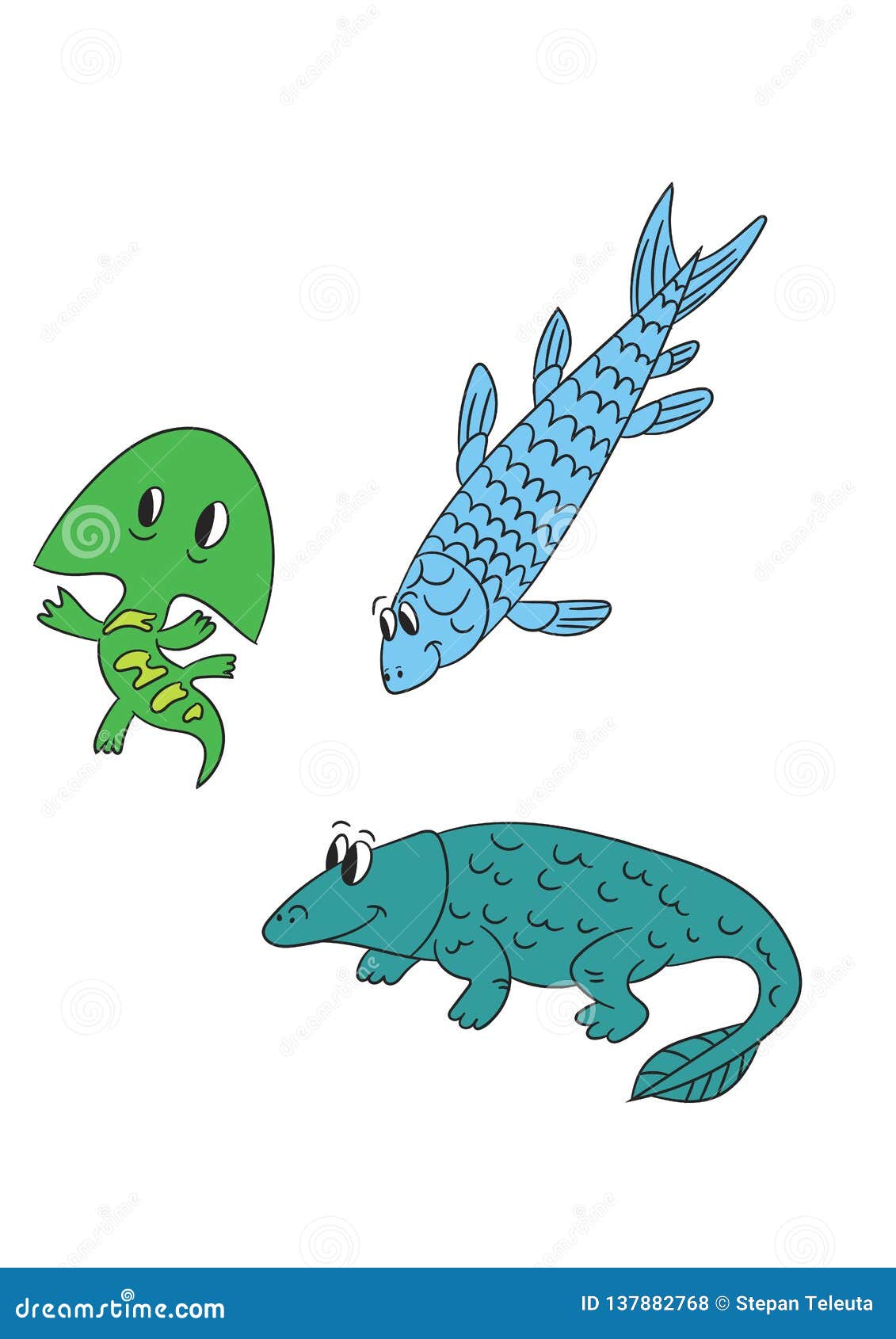 Vector Illustration of Cartoon Fish Evolution Dinosaur Stock Vector ...