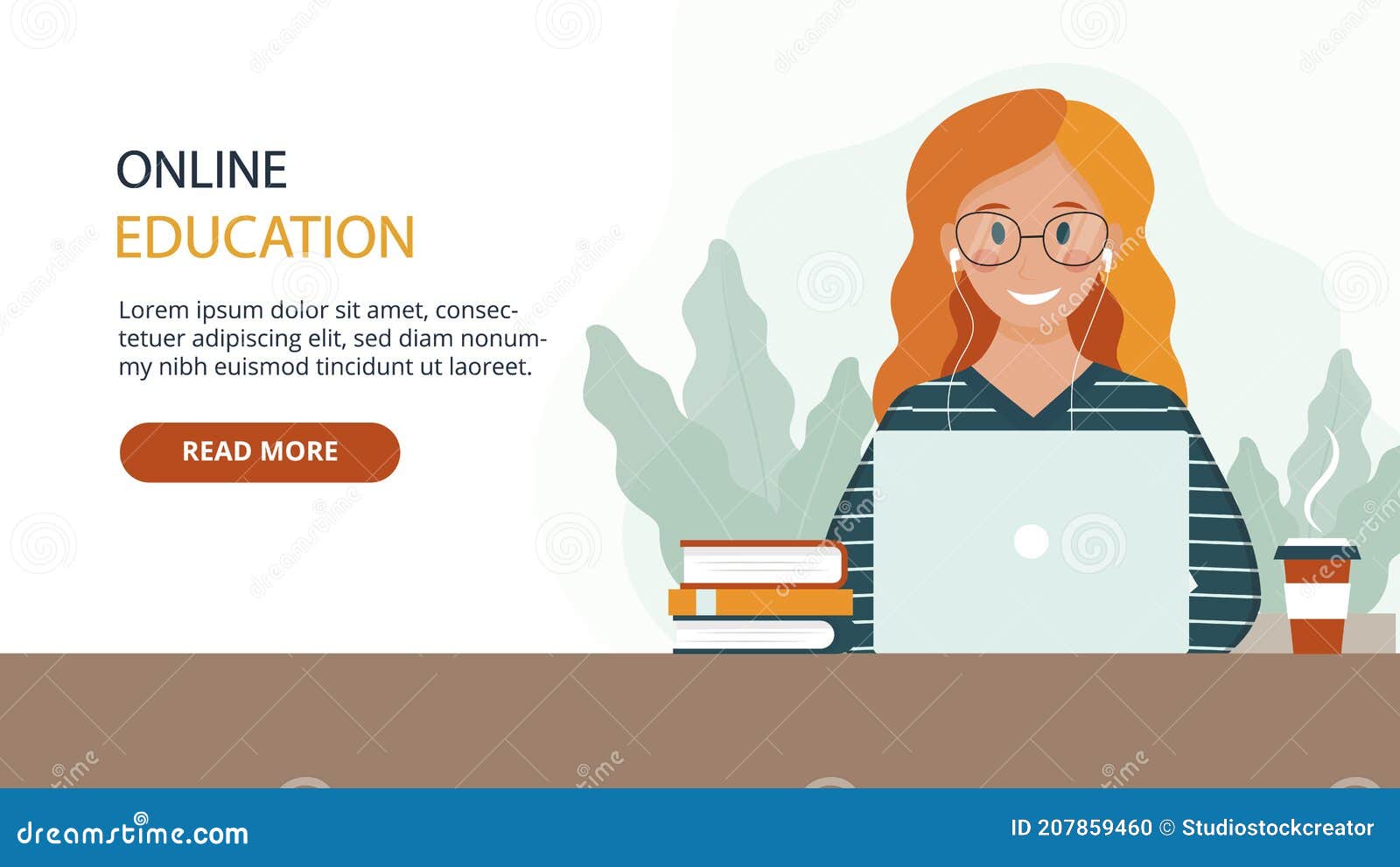 Vector Illustration In Cartoon Flat Style On Online Education Concept ...
