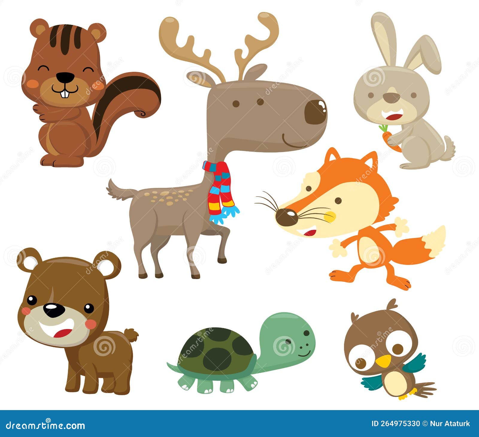 Vector Illustration of Cartoon Funny Animals in Different Activity ...