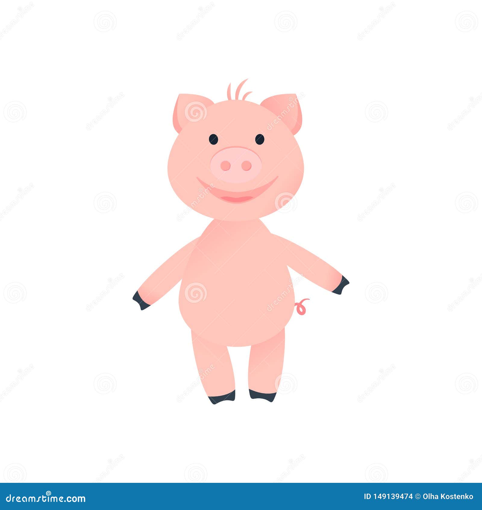 Vector Illustration. Cartoon Funny Pig. Pig 2019 Stock Illustration ...