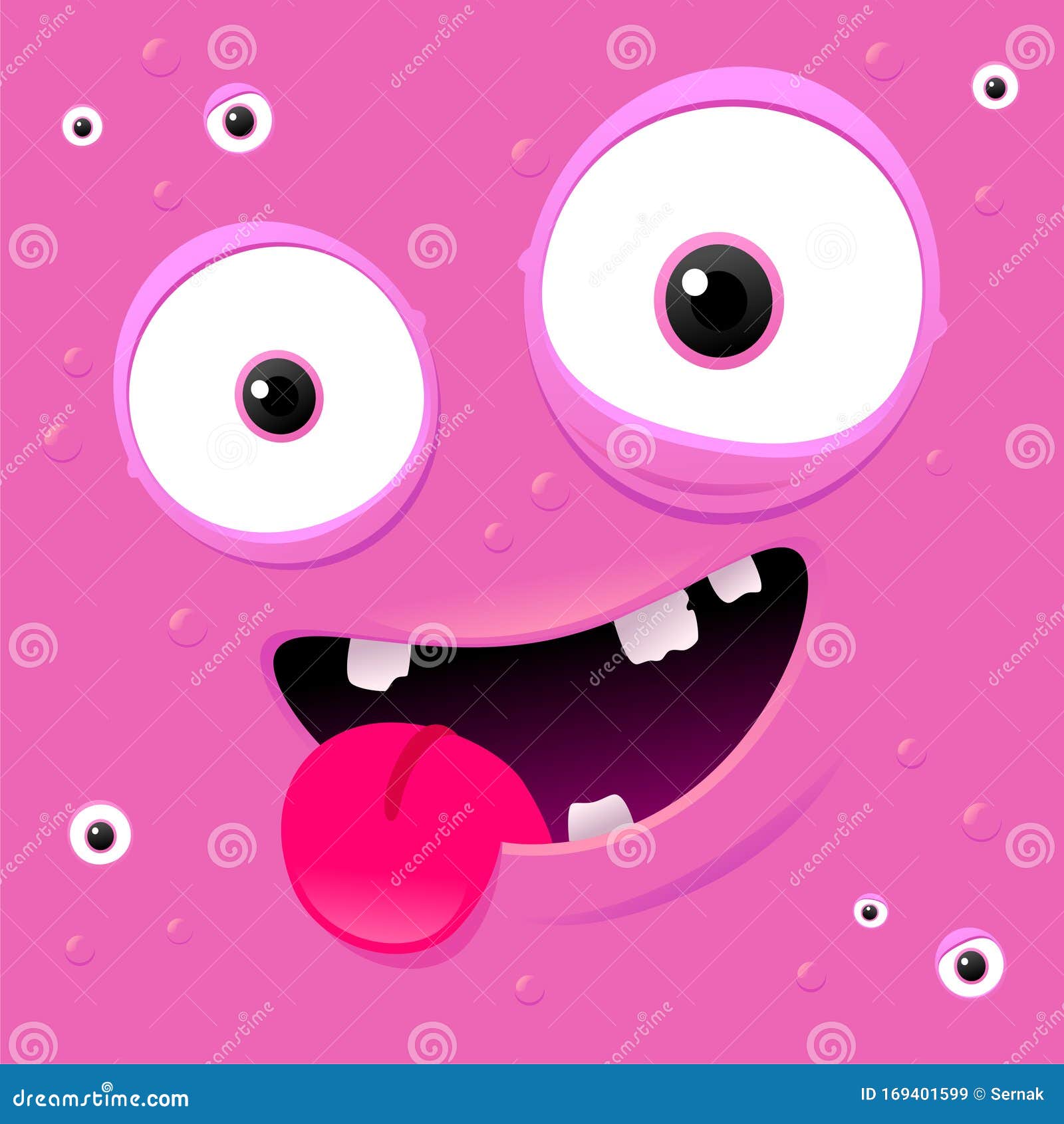 Funny Purple Horned Cartoon Monster Wearing Eyeglasses. Funny Monster ...