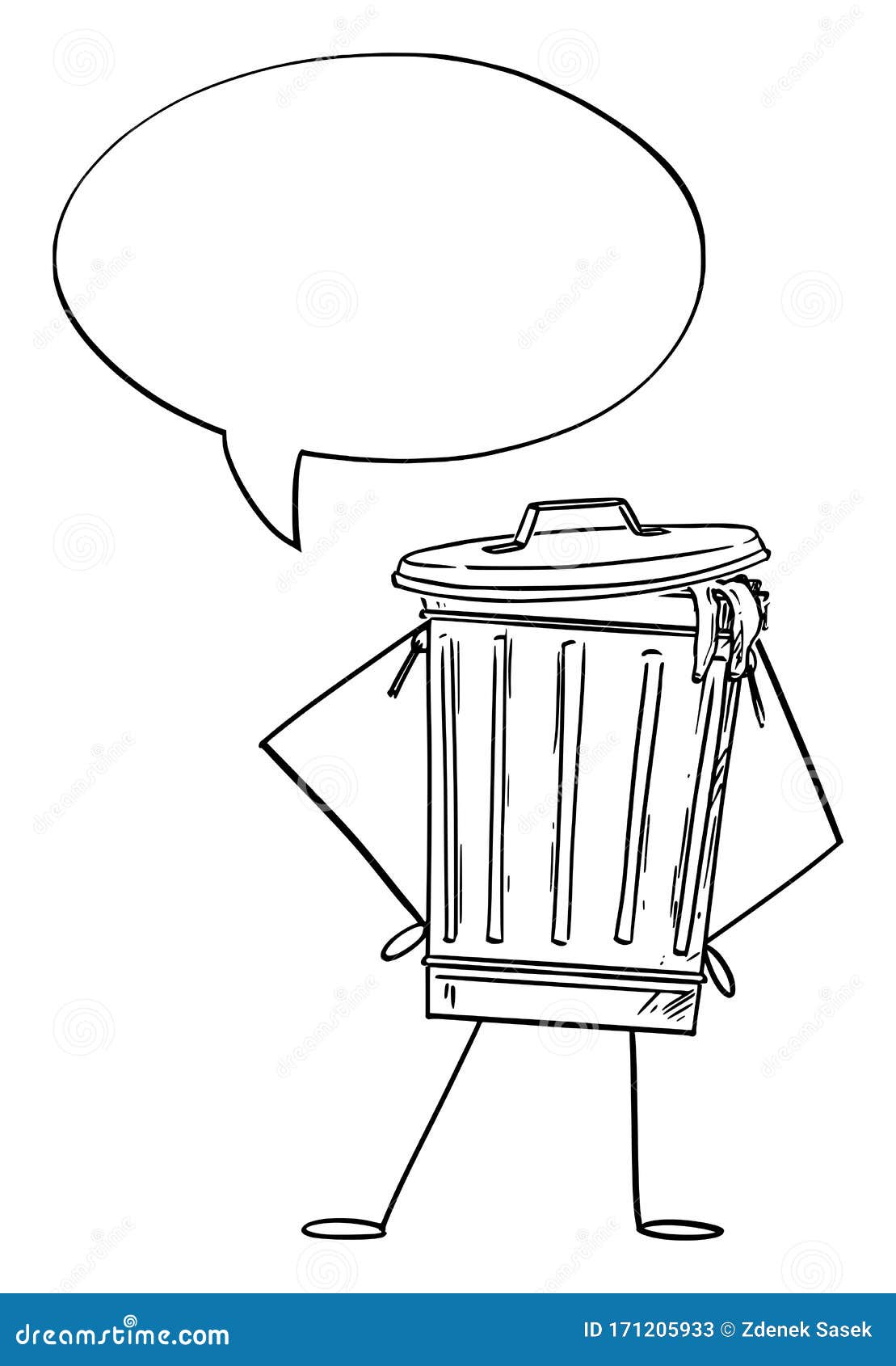 Garbage Bin or an Cartoon Character with Speech Bubble, Vector ...