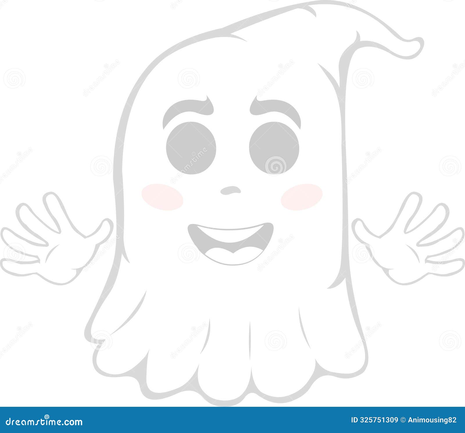 Ghost waving hands stock vector. Illustration of smiley - 325751309
