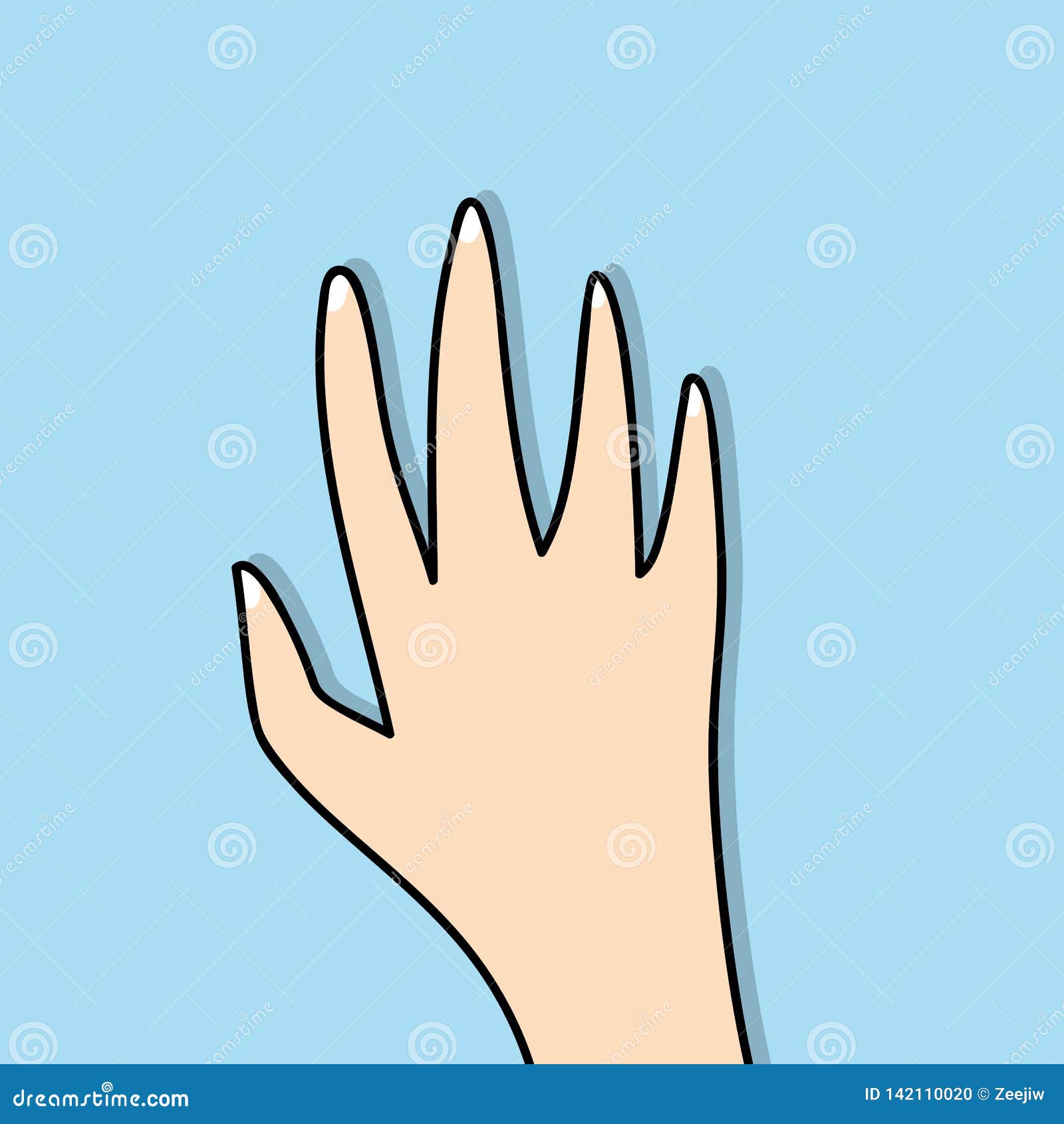 Vector Illustration of Cartoon Hand on Blue Background Stock Vector ...