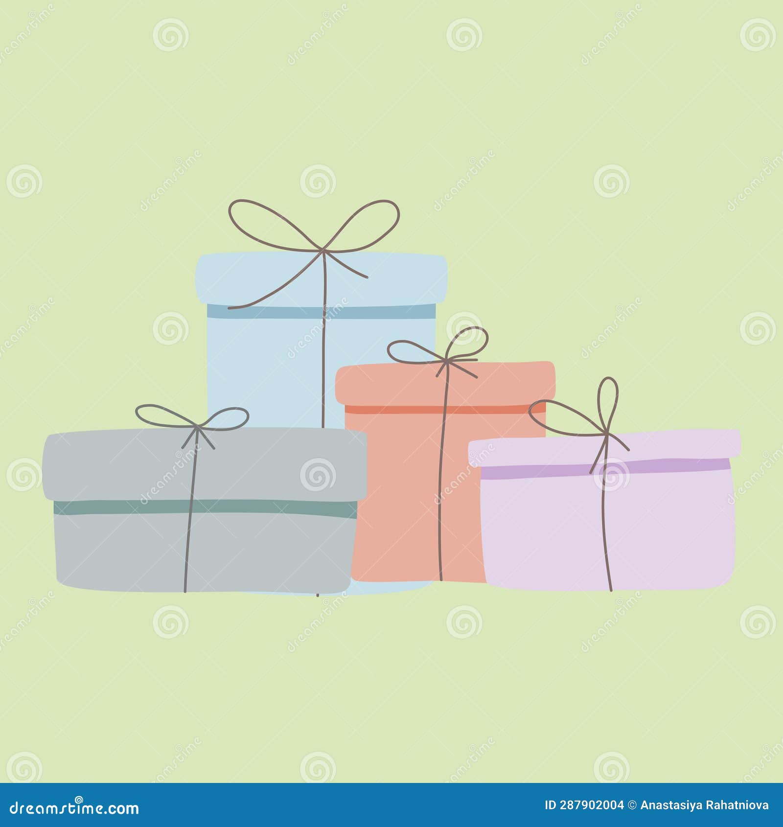 Vector Illustration of Cartoon Hand Drawn Gift Boxes. Stock Vector ...