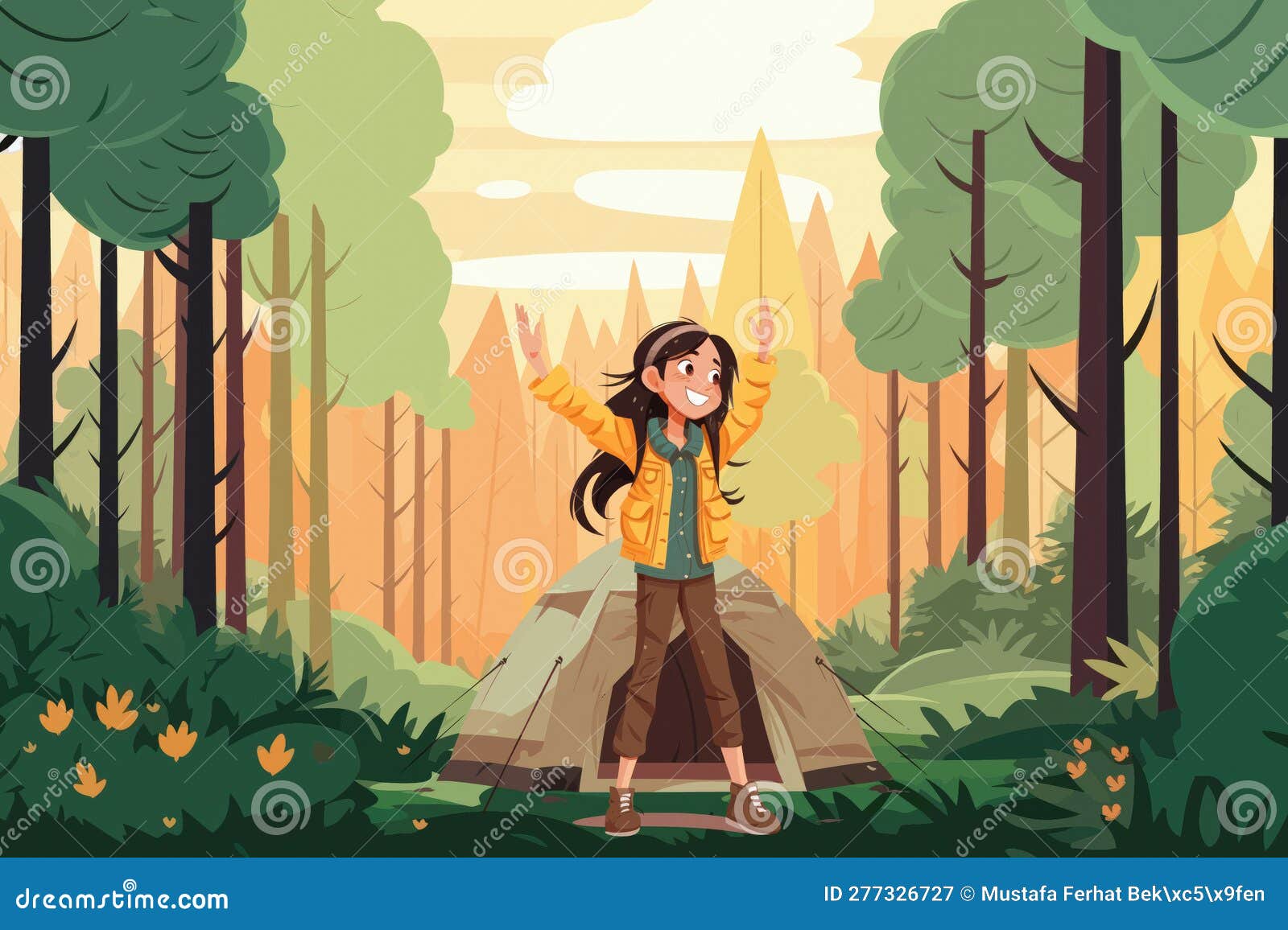 Vector Illustration of Cartoon Kids Summer Camp Stock Illustration ...