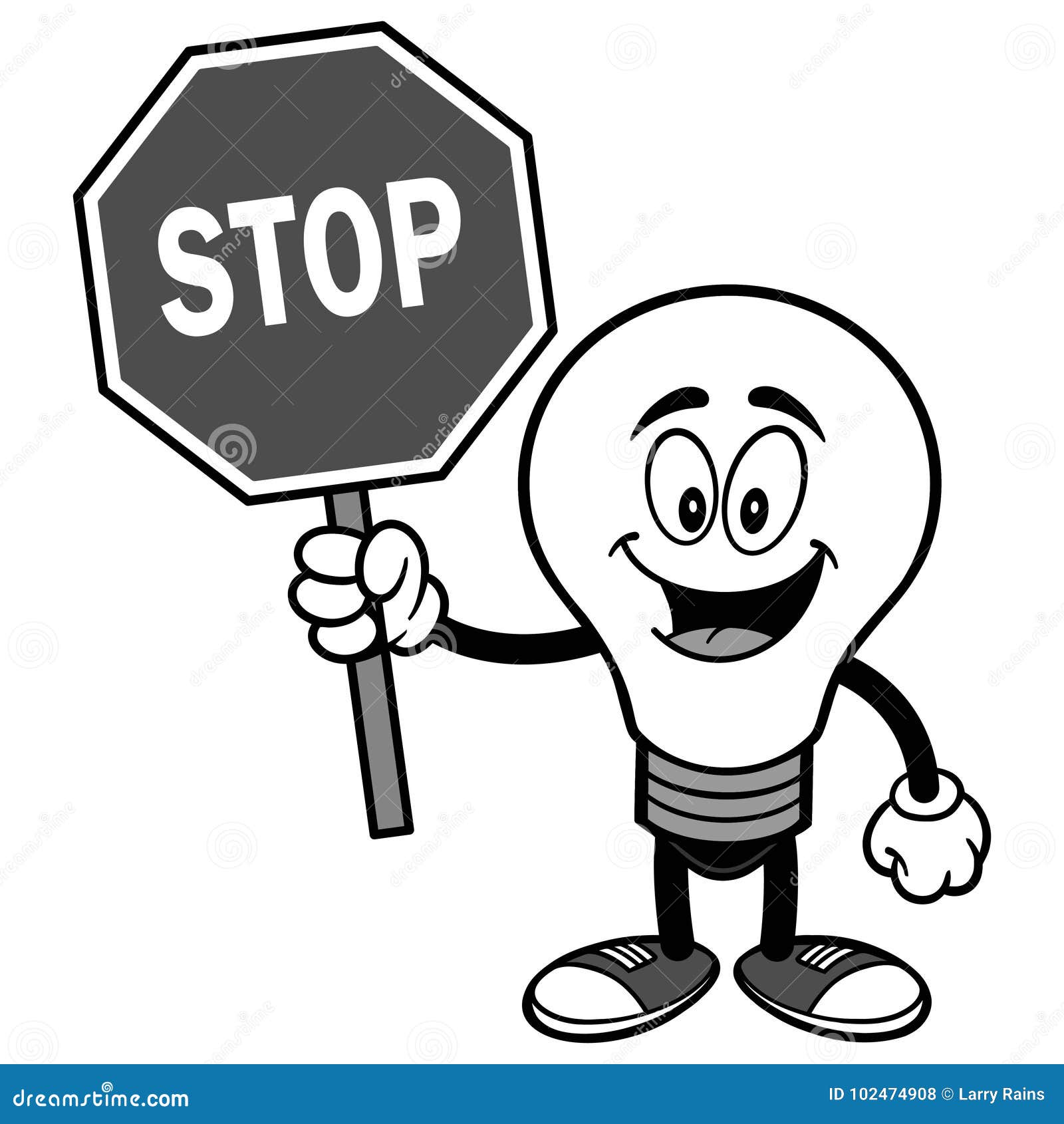 Light Bulb with Stop Sign Illustration Stock Vector - Illustration of ...