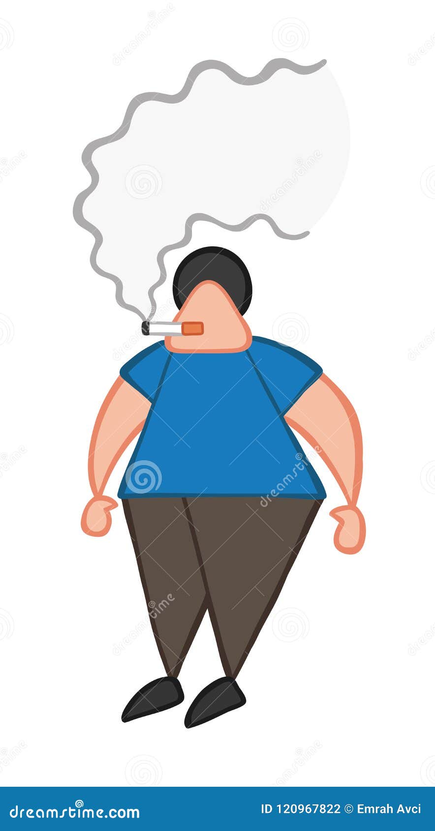 Vector Cartoon Man Standing and Smoking Cigarette Stock Vector ...