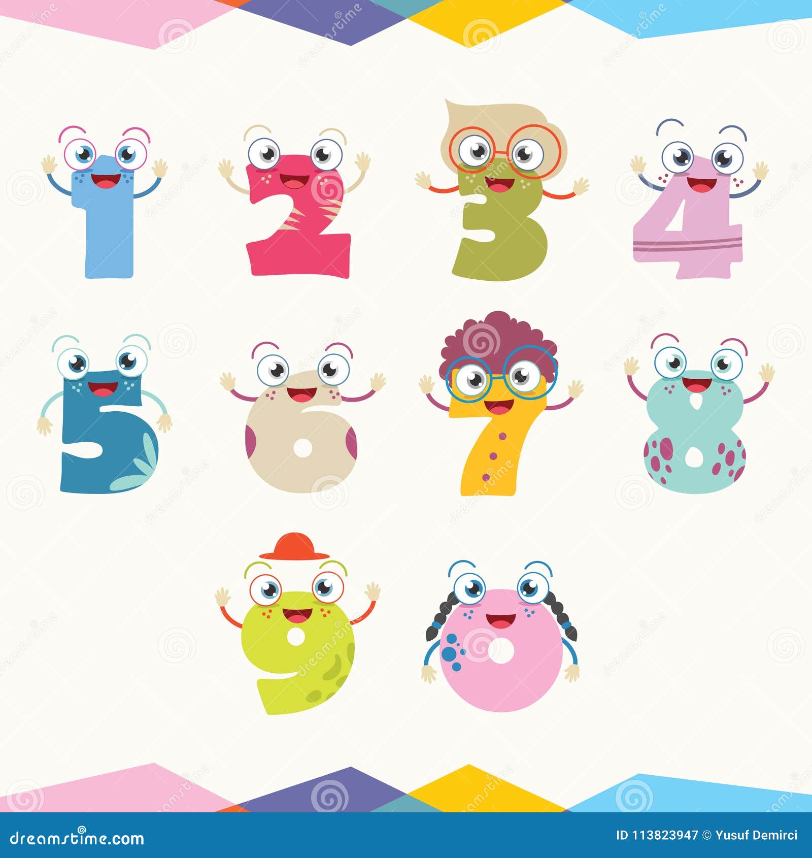 Vector Illustration of Cartoon Numbers Stock Vector - Illustration of ...