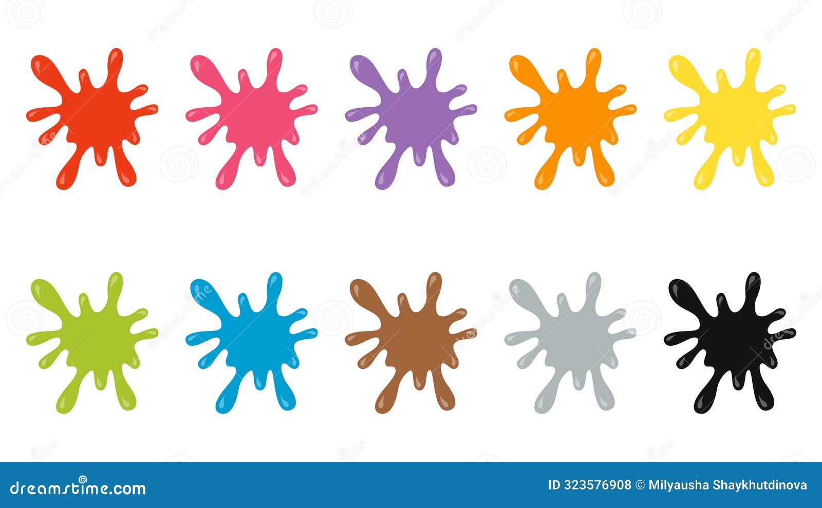 Vector Illustration of Cartoon Paint Blobs. Paint Splashes of Different ...