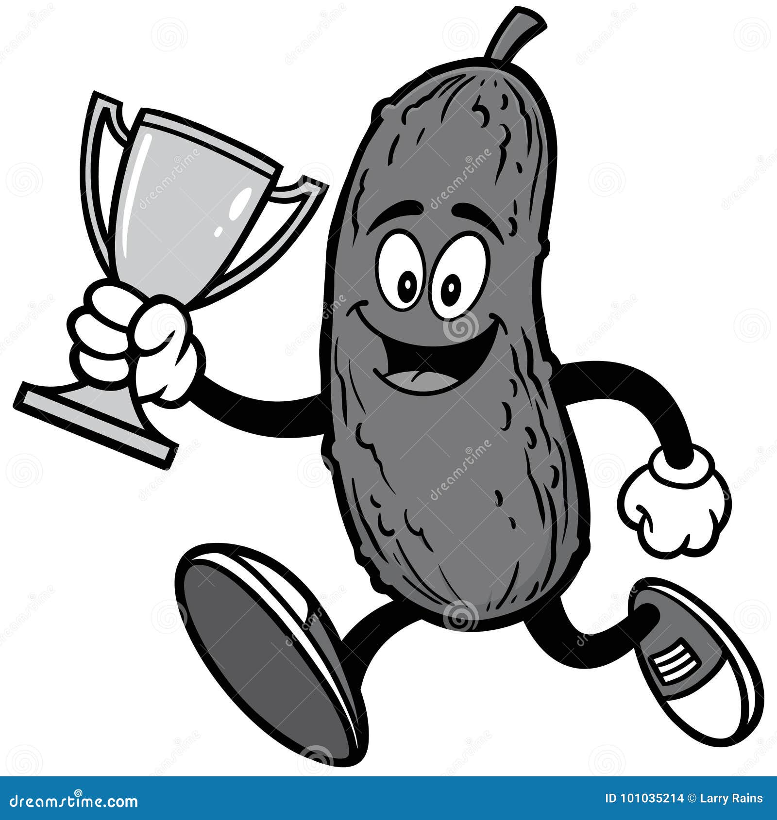 Pickle Running With Foam Finger Illustration | CartoonDealer.com #101036086