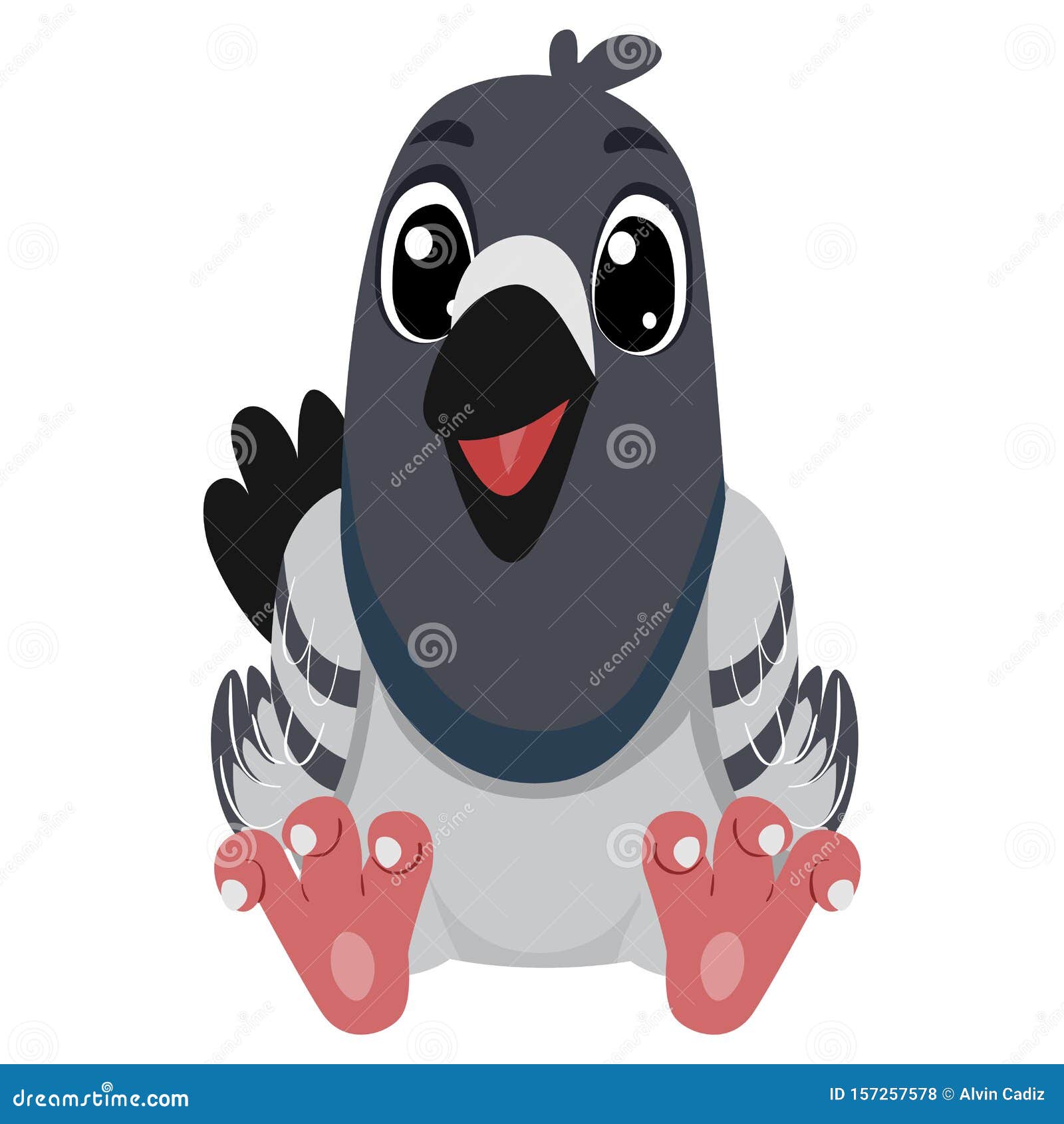Vector Illustration of a Cartoon Pigeon in Sitting Position Vektor ...