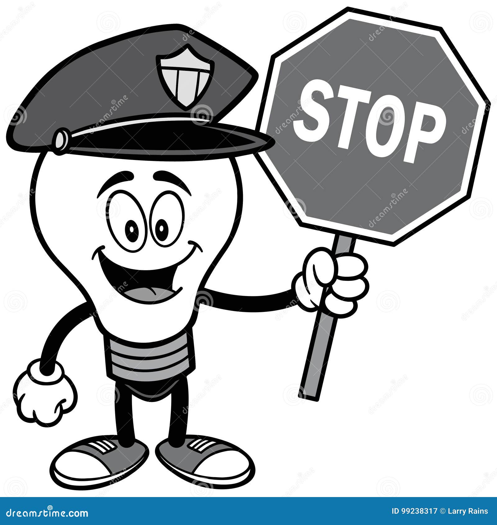 Police Bulb with Stop Sign Illustration Stock Vector - Illustration of ...